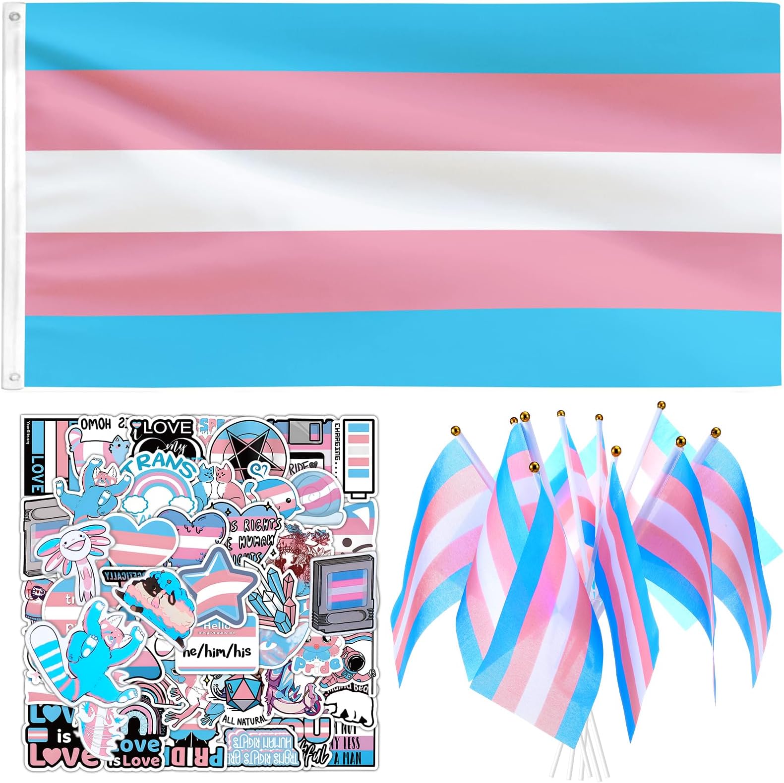 Amazon.com : 50 Pack Transgender Flag Rainbow Pride Stick Flag, Small ...
