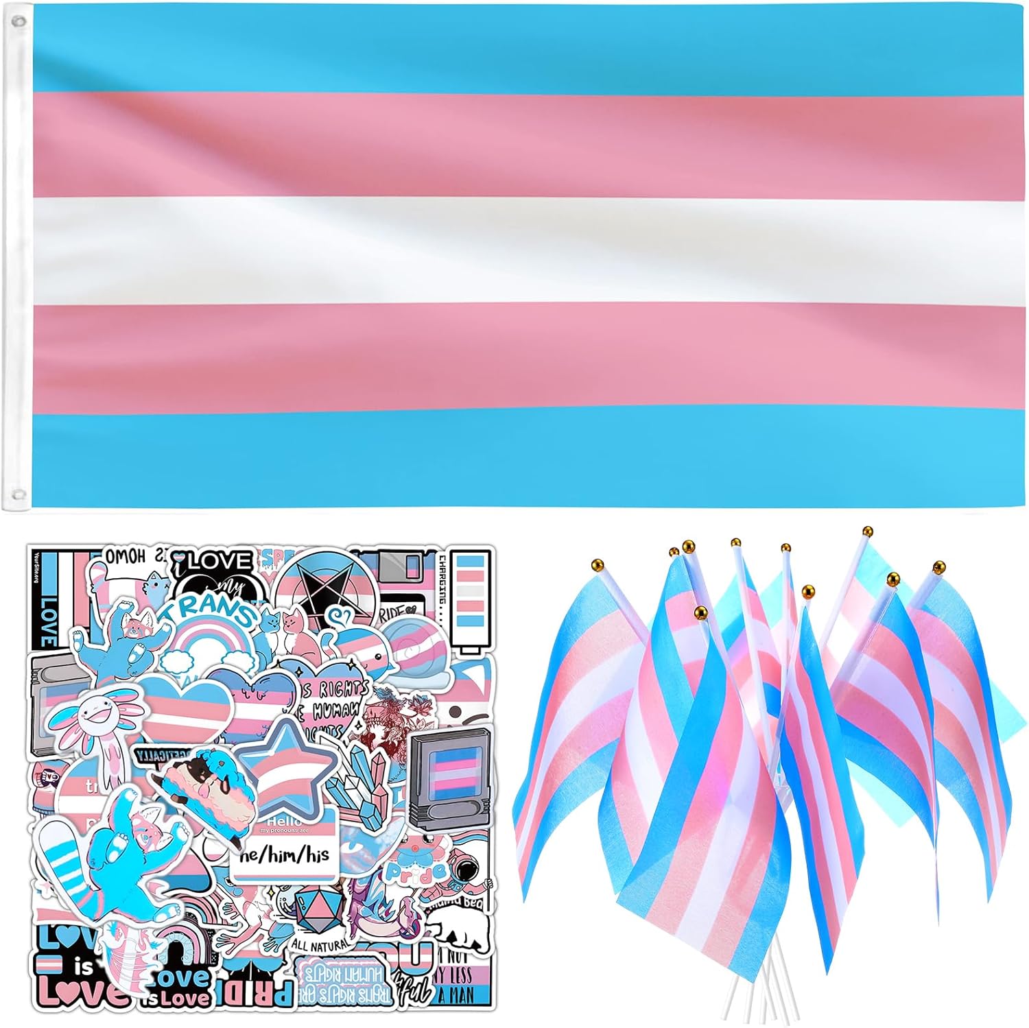 Amazon.com : Mindsoft Transgender Pride Flag and Sticker Pack Include 3 ...