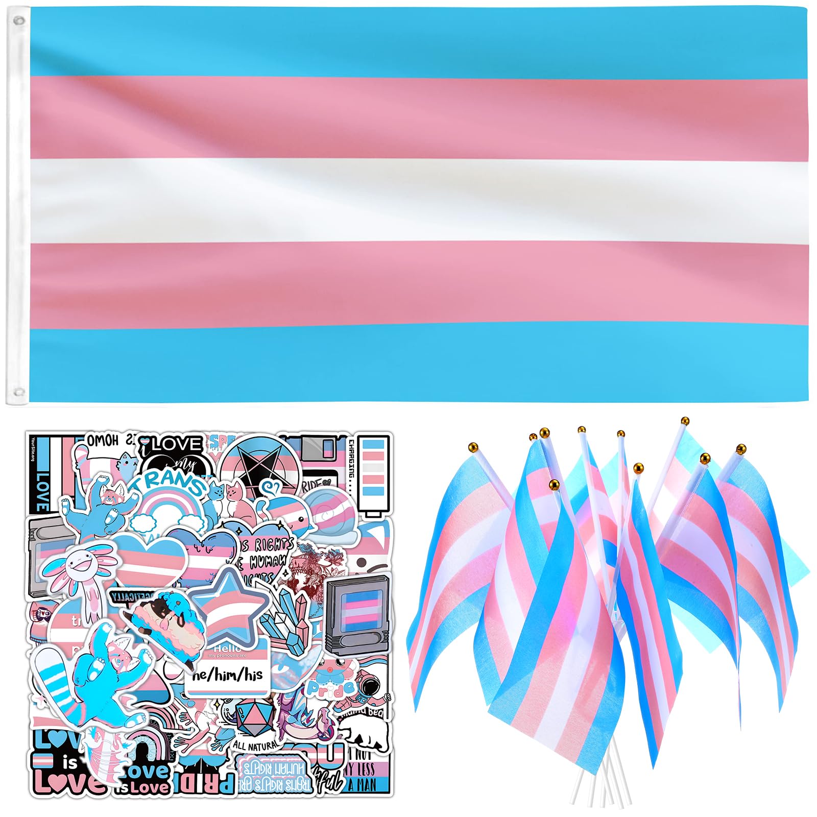 Amazon.com : Mindsoft Transgender Pride Flag and Sticker Pack Include 3 ...