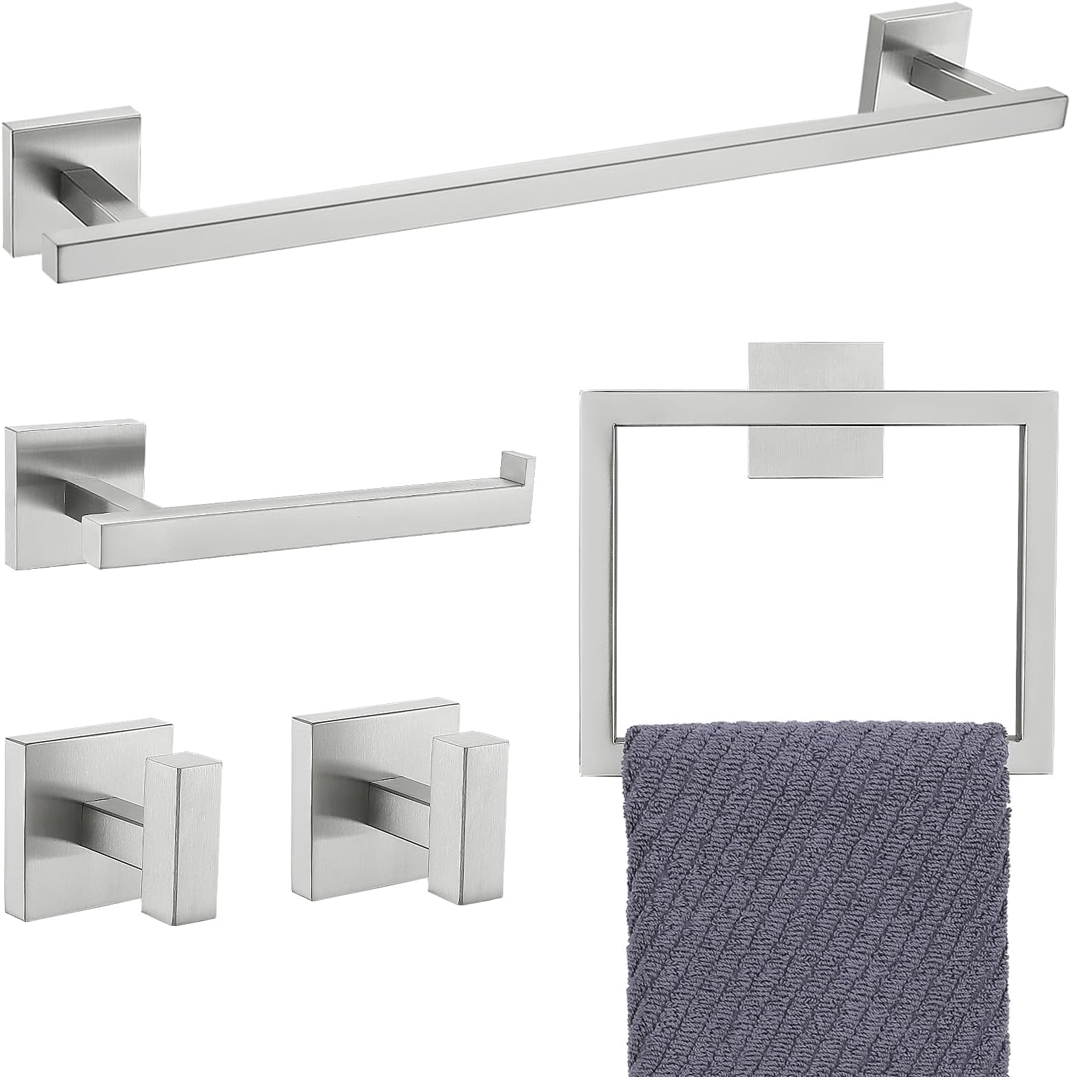 Amazon.com: Bathroom Accessories Towel Bar Set: 10 Pieces Brushed ...