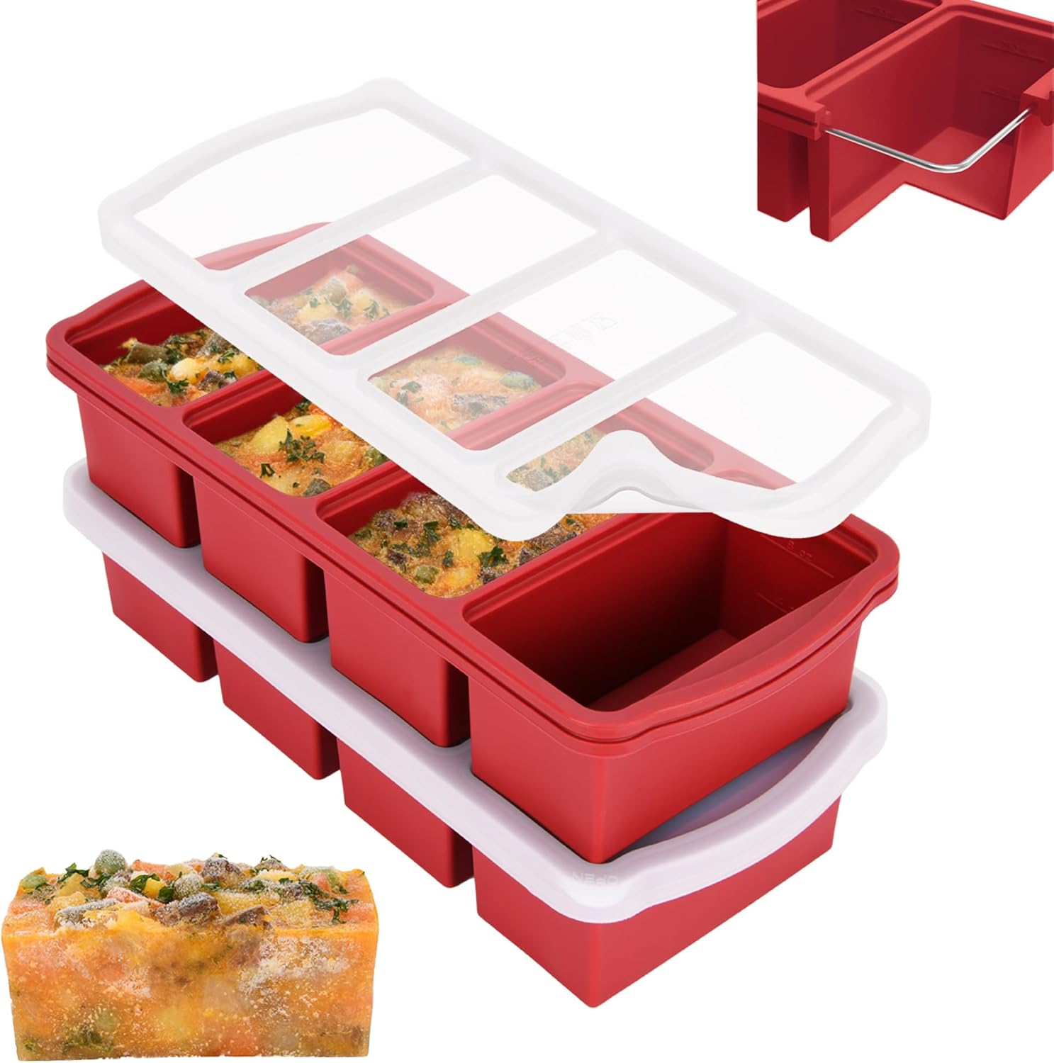 Amazon.com: ZIP STANDING Silicone Freezer Trays with Lid,1-cup Soup ...