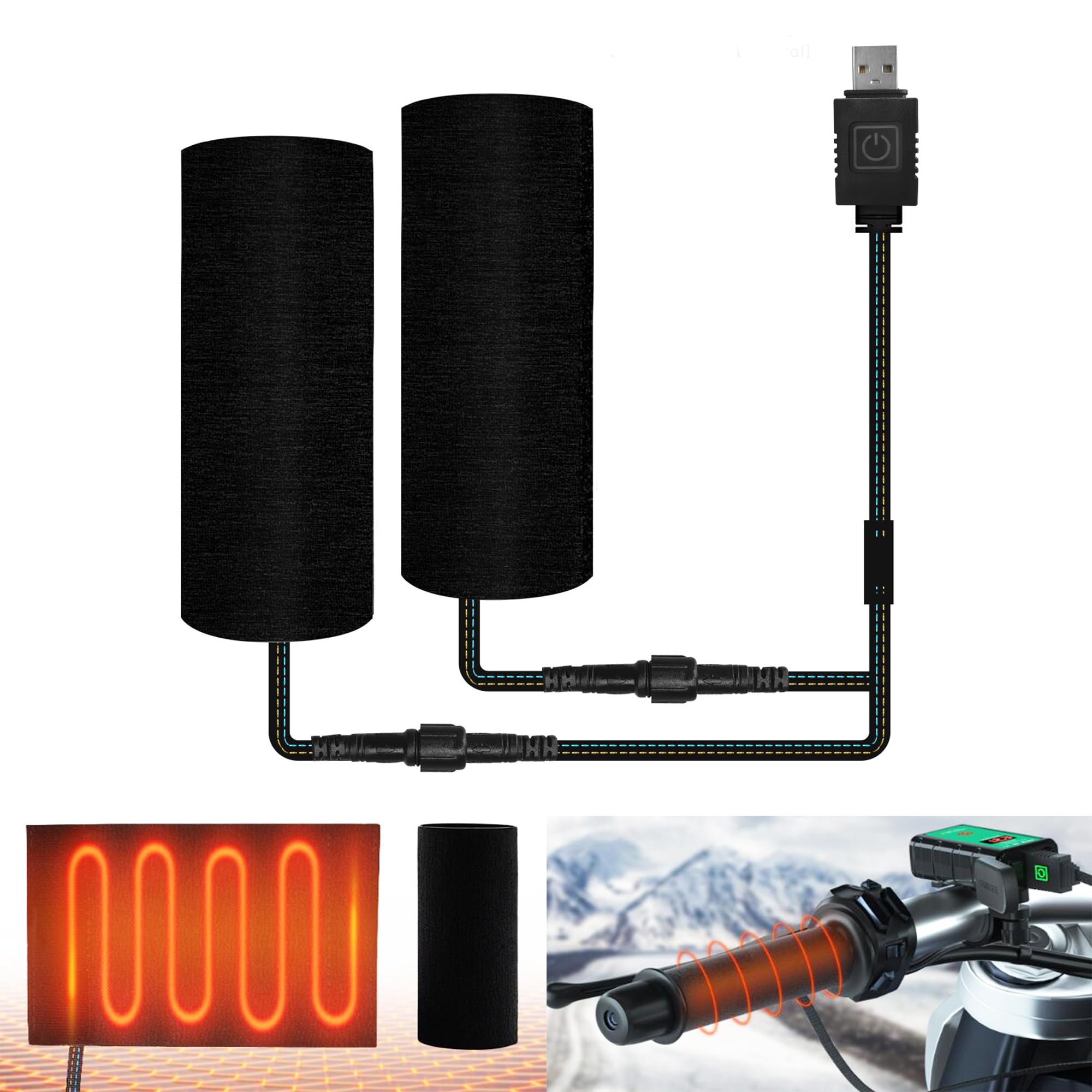 5V USB Heated ATV Grips Cover, Motorcycle Handlebar Heater, Motorcycle ...