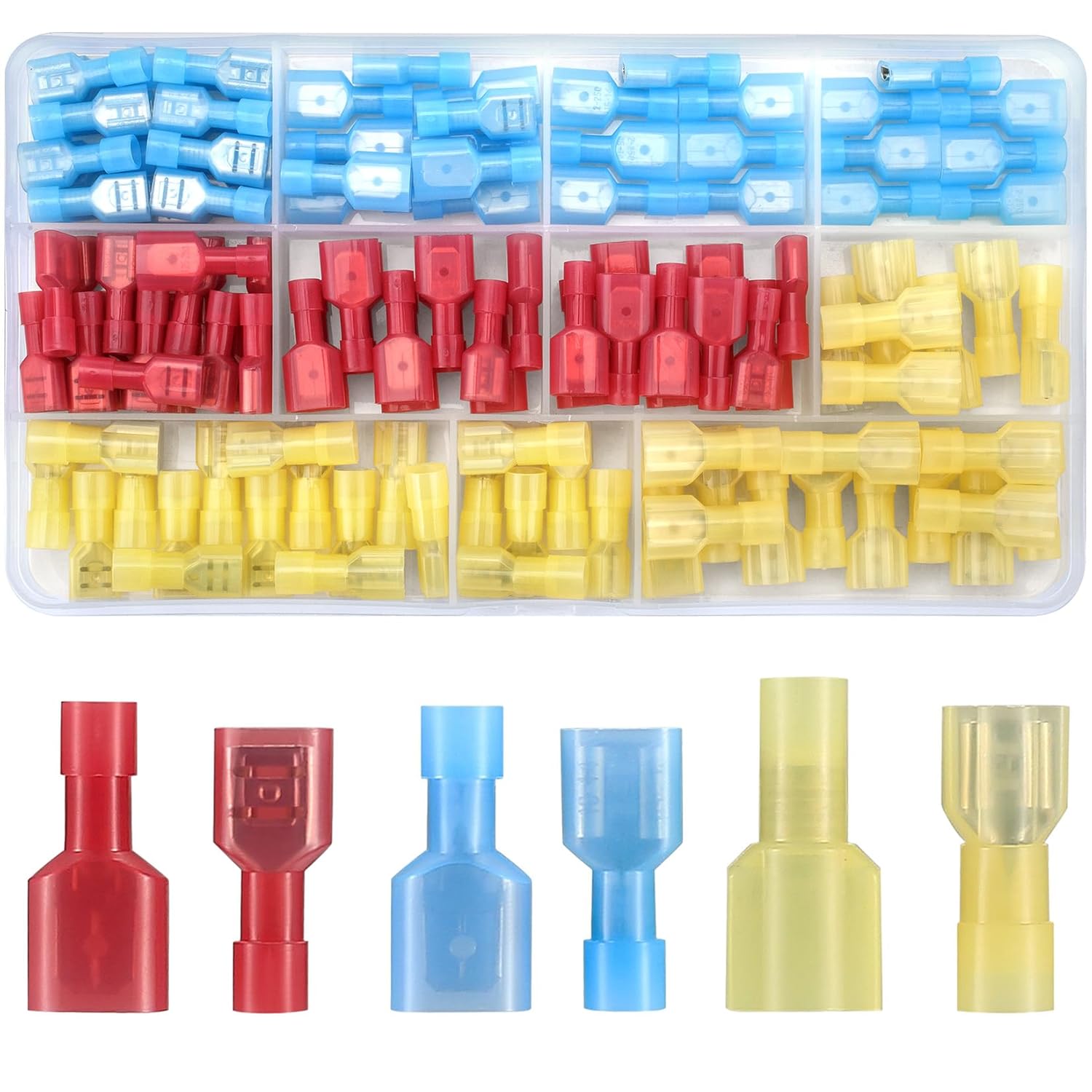 woshilaoDS 120 Pcs Spade Connectors Kit, Nylon 22-10 Gauge Male and ...