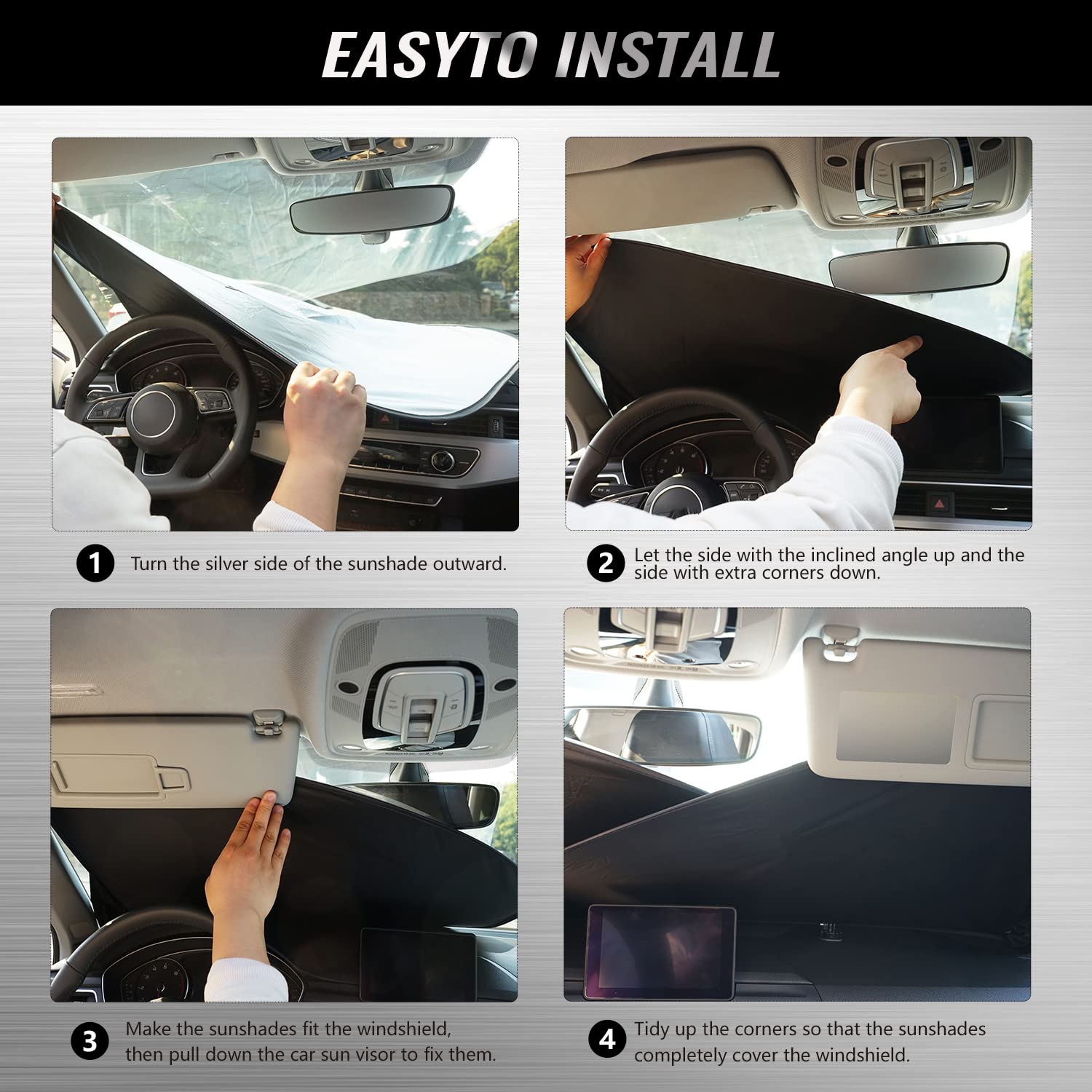 Car Sun Shade for Windshield,2 Piece Front Window Car Sun Shade ...