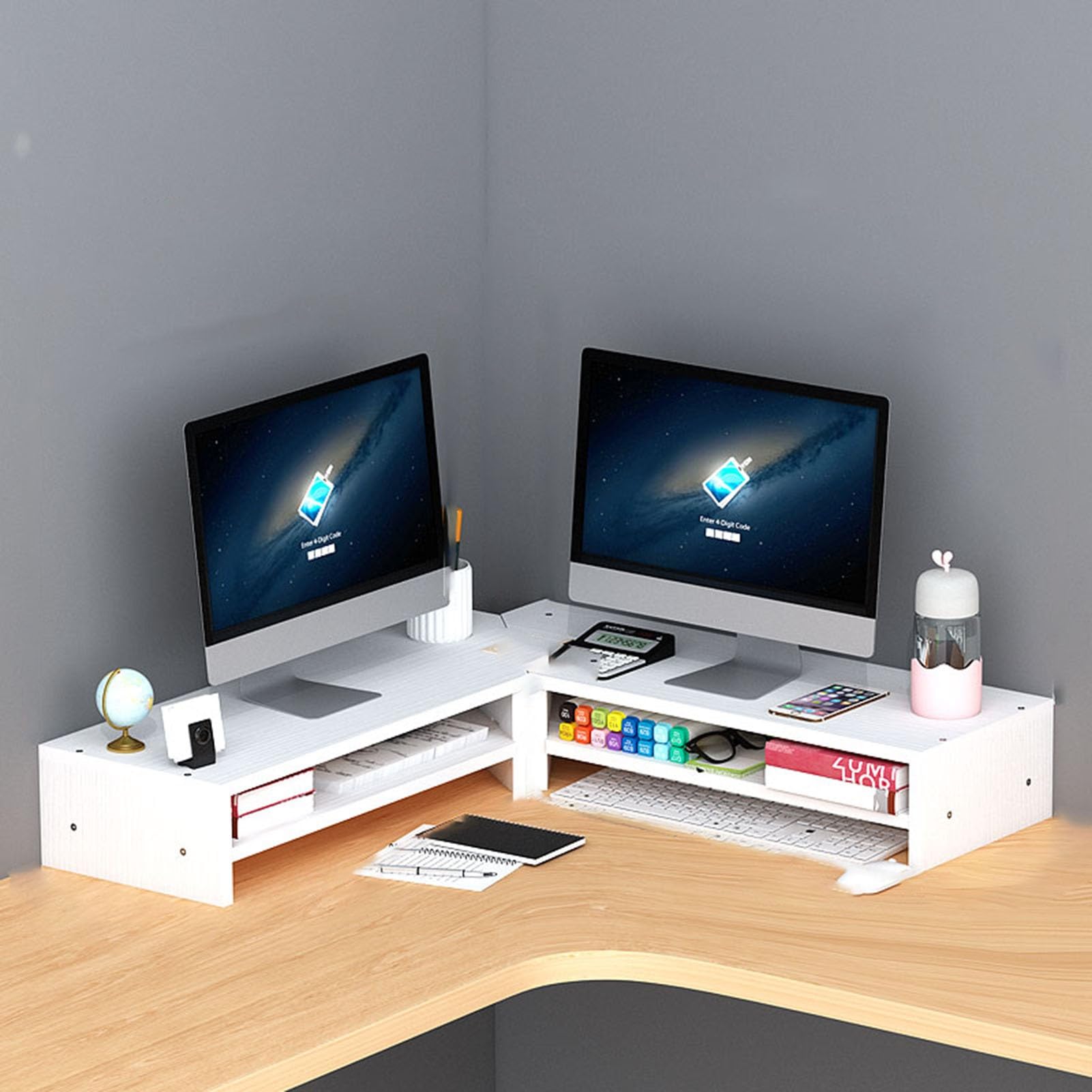 Amazon.com: Kunovo Double Deck Monitor Stand for 2 Monitors, Computer ...