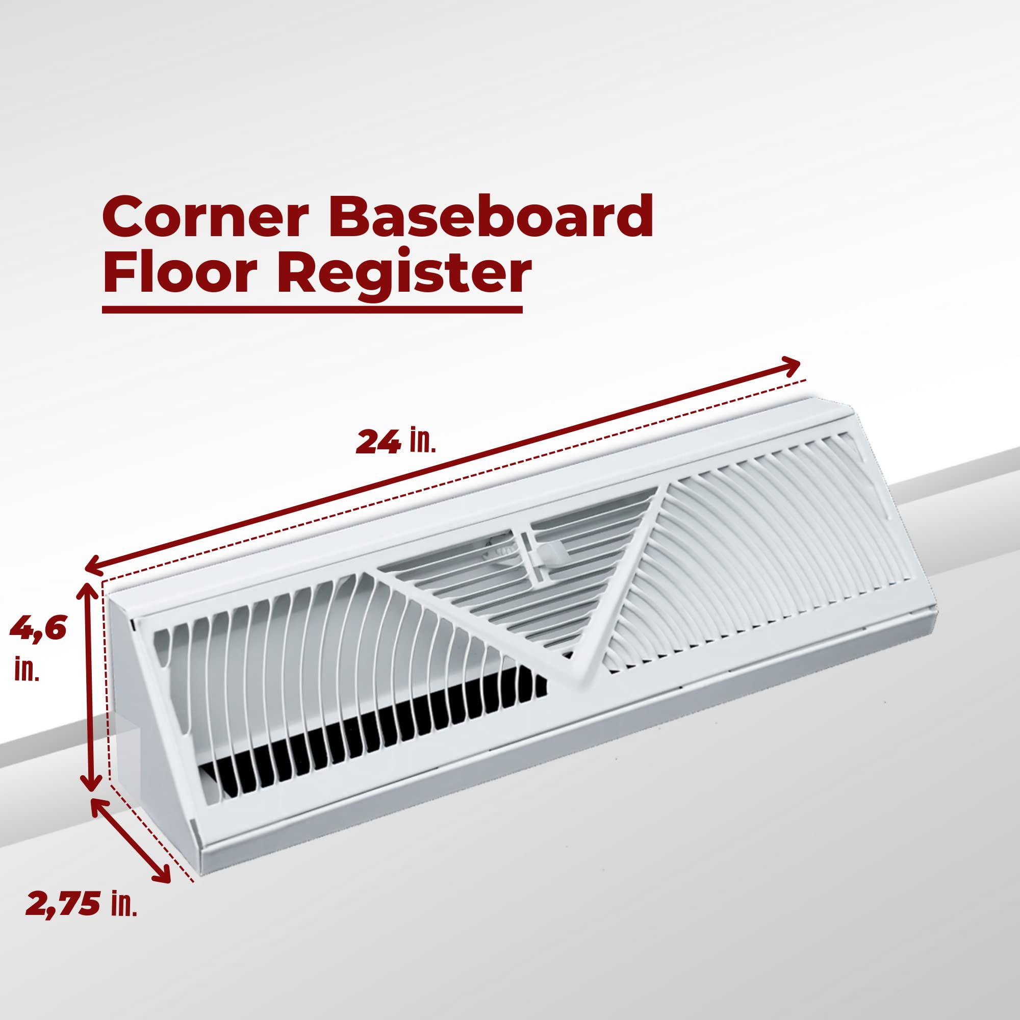 Snapklik.com : 24 Corner Baseboard Register Round Type Air Flow Design ...