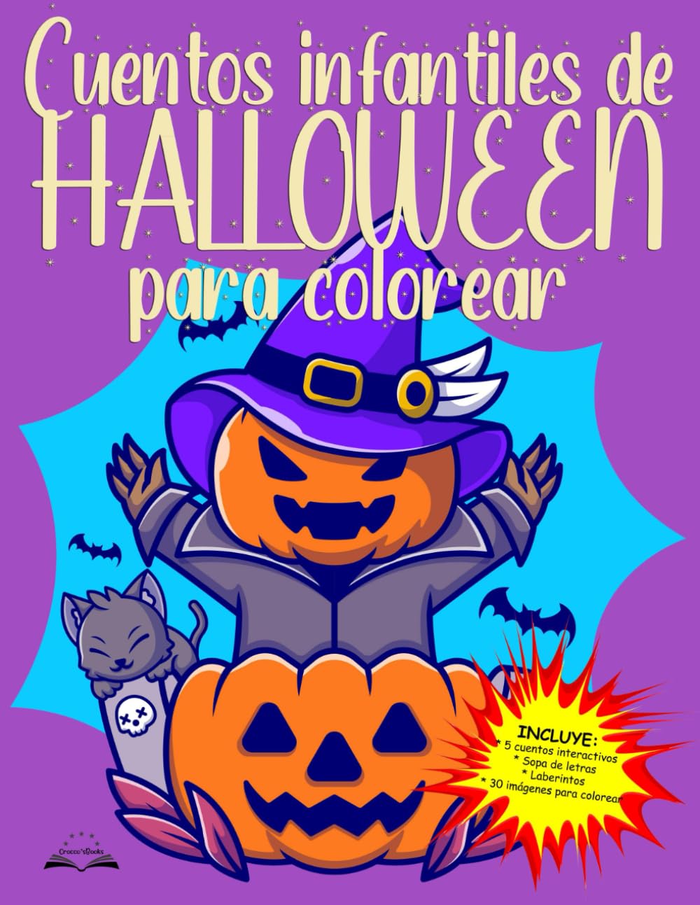 Cuentos cortos para colorear de Halloween para niños: Divertido libro ...
