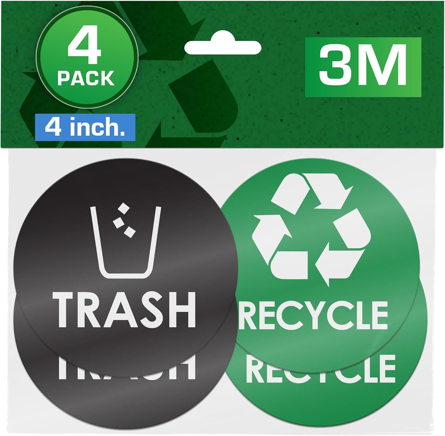 Amazon.com: Recycling & Trash Bin Stickers - 4-Pack, 4" Inch Round ...