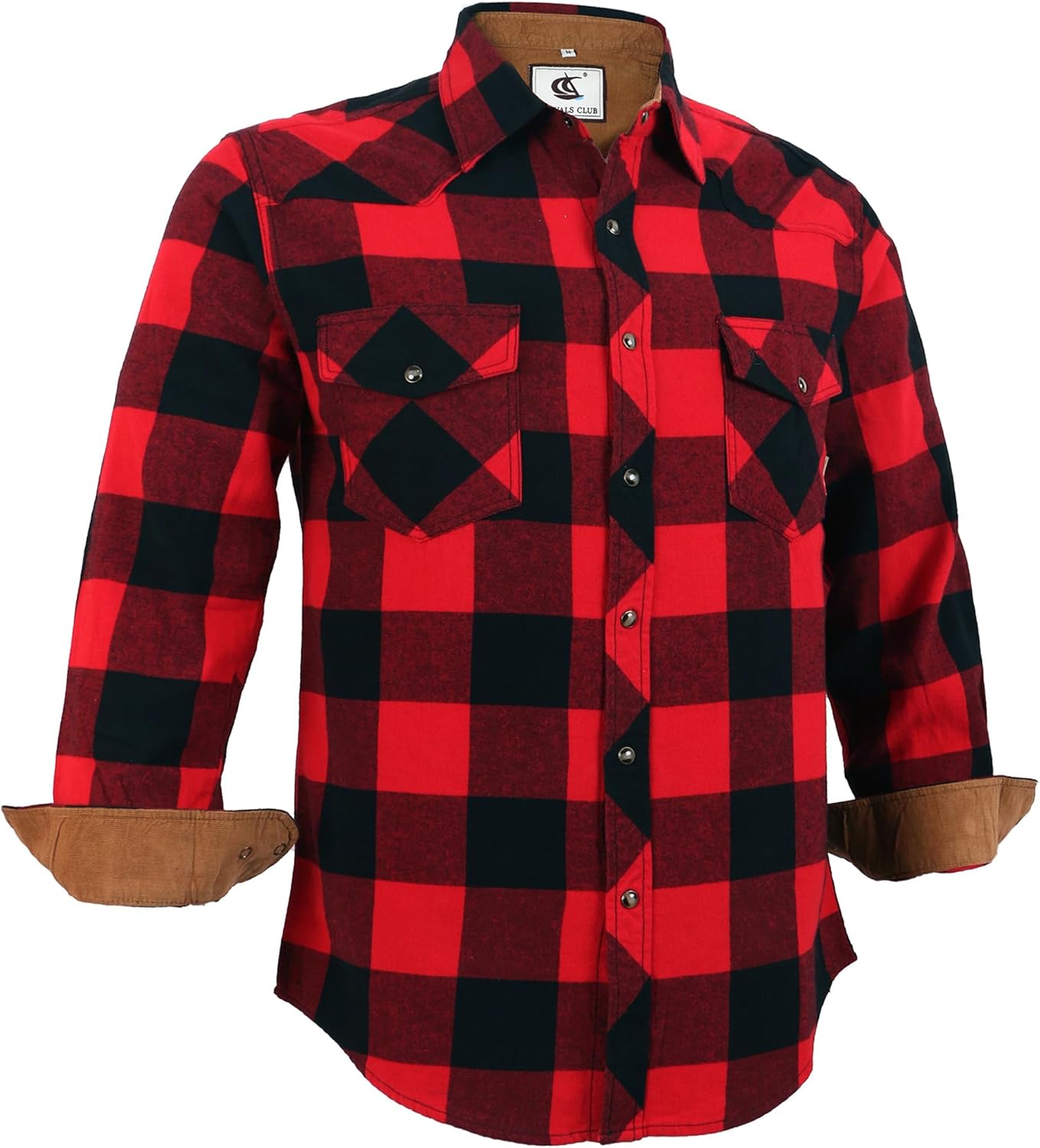 Amazon.com: Pearl snap Mens Western Cowboy Flannel Shirts Snap Button ...