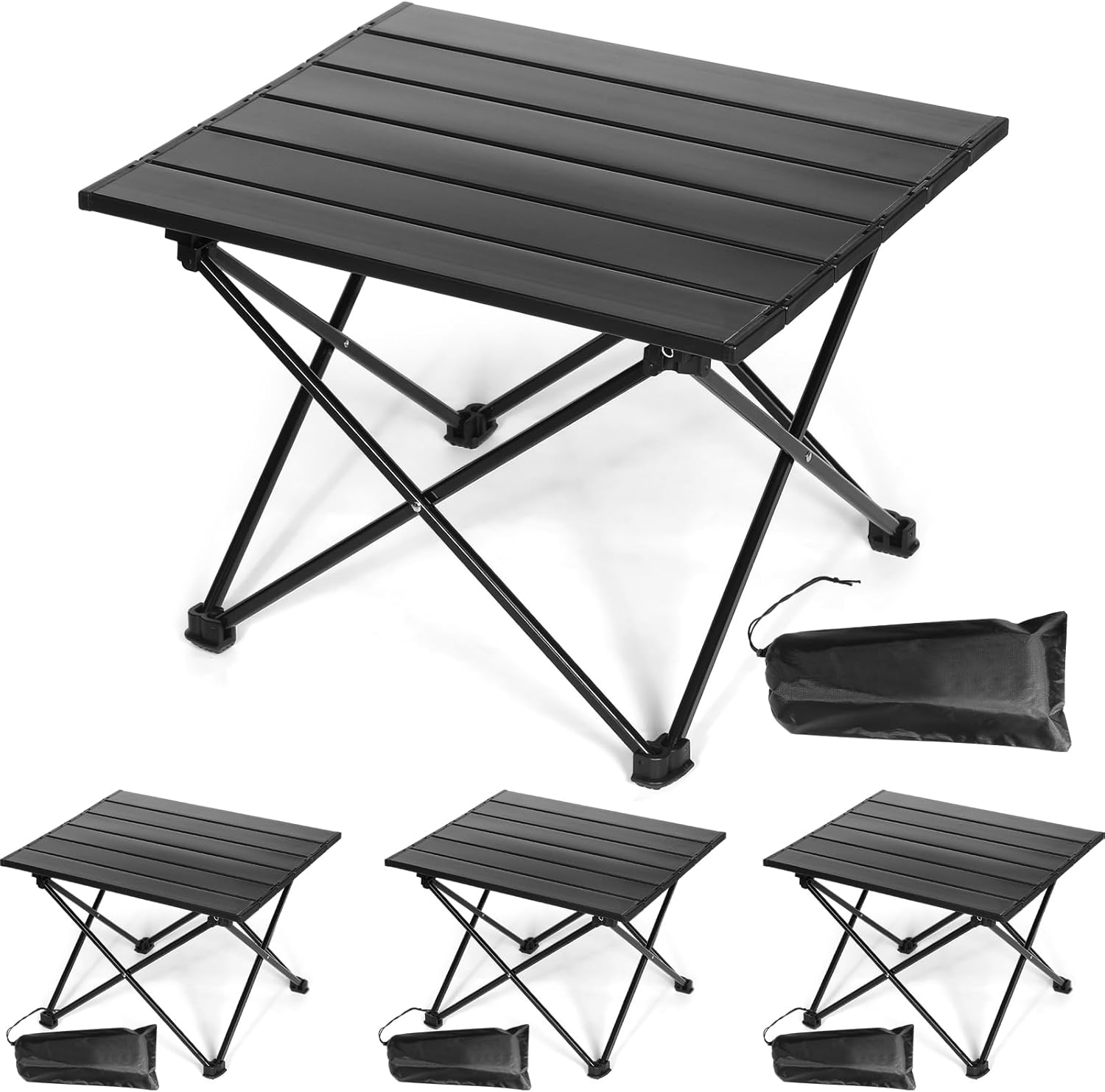 Amazon.com: Tioncy 4 Pcs Small Folding Camping Table Portable Table ...