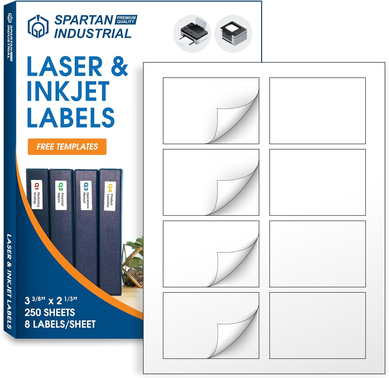 Amazon.com : Spartan Industrial Printable Laser and Inkjet Labels - 3 3 ...