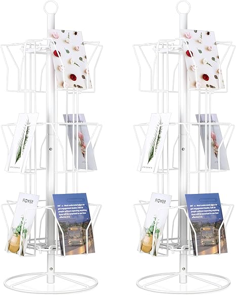 Amazon.com : Gisafai 2 Pcs Rotating Countertop Greeting Card Rack White ...
