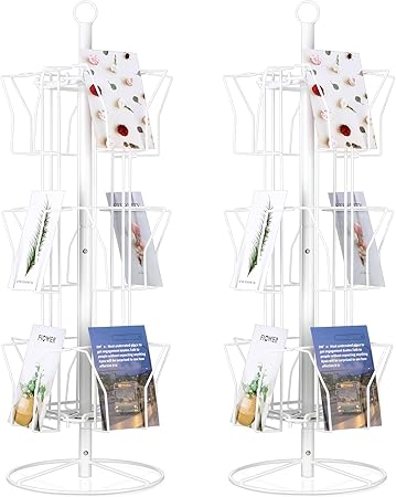 Amazon.com : Gisafai 2 Pcs Rotating Countertop Greeting Card Rack White ...