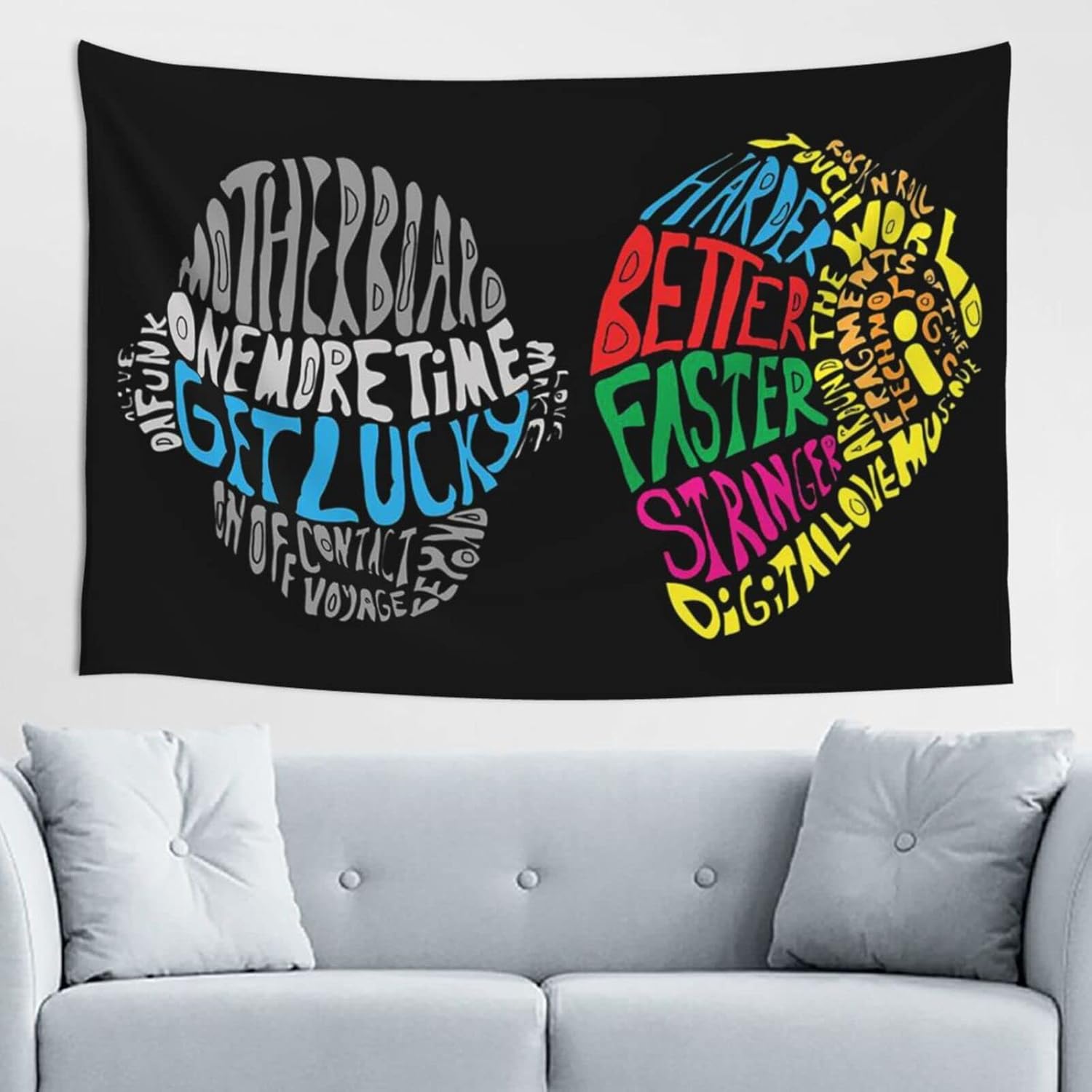 Amazon.com: ISHWARA Daft Band Punk Tapestry Wall Hanging Vintage Wall ...