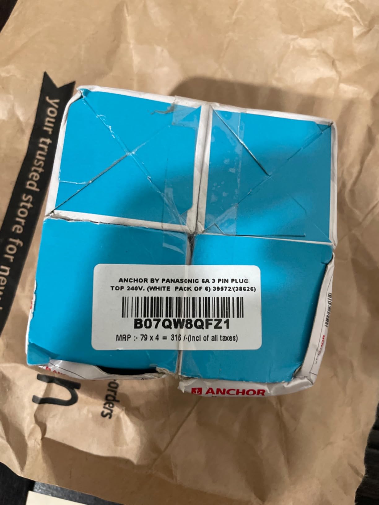 Anchor by Panasonic 6A 3 Pin Plug Top 240V. White,( Pack of 6) (38626 / ...