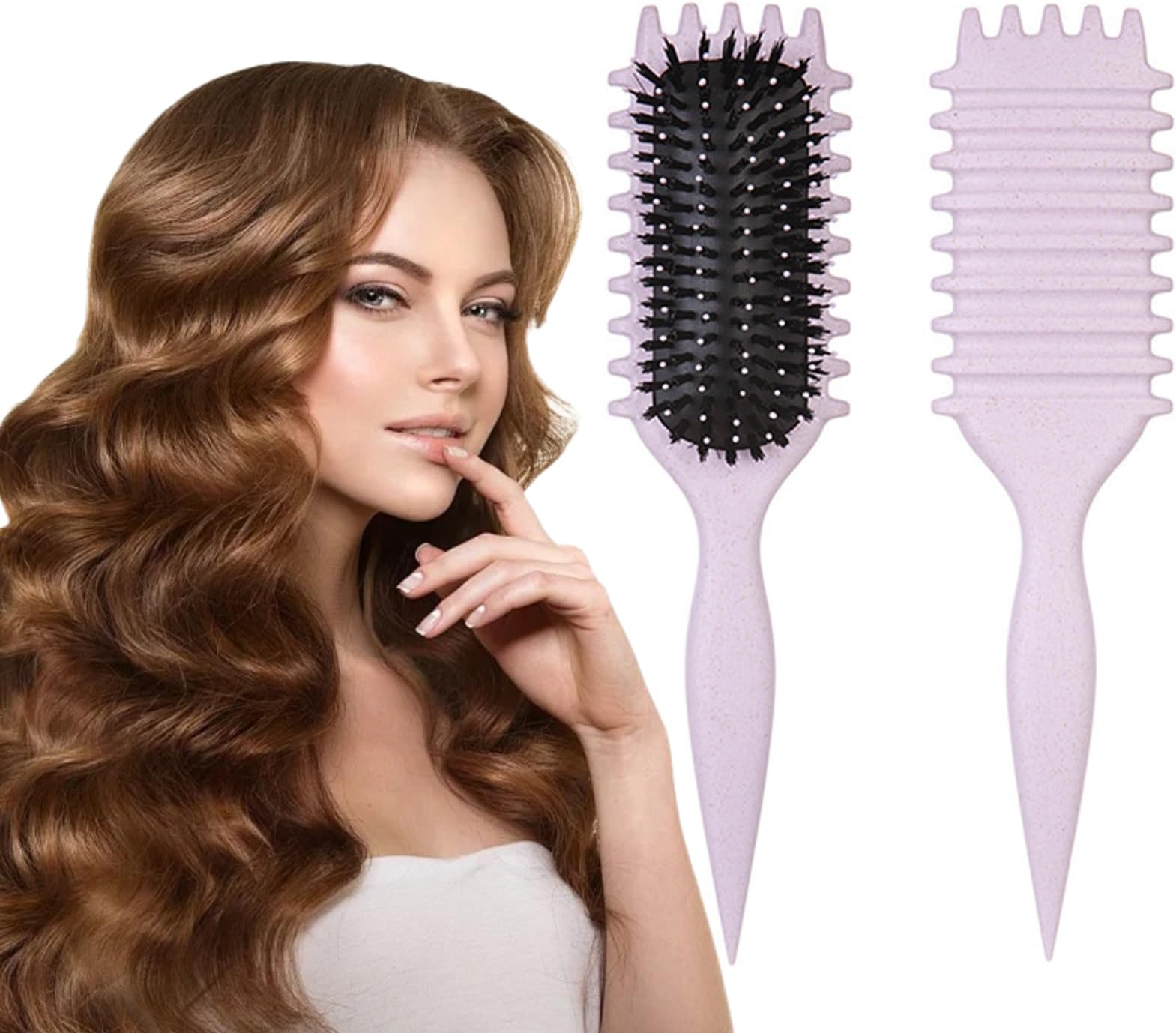 Amazon.com : MKAZP Curly Hair Brush Curl Defining Brush Boar Bristle ...