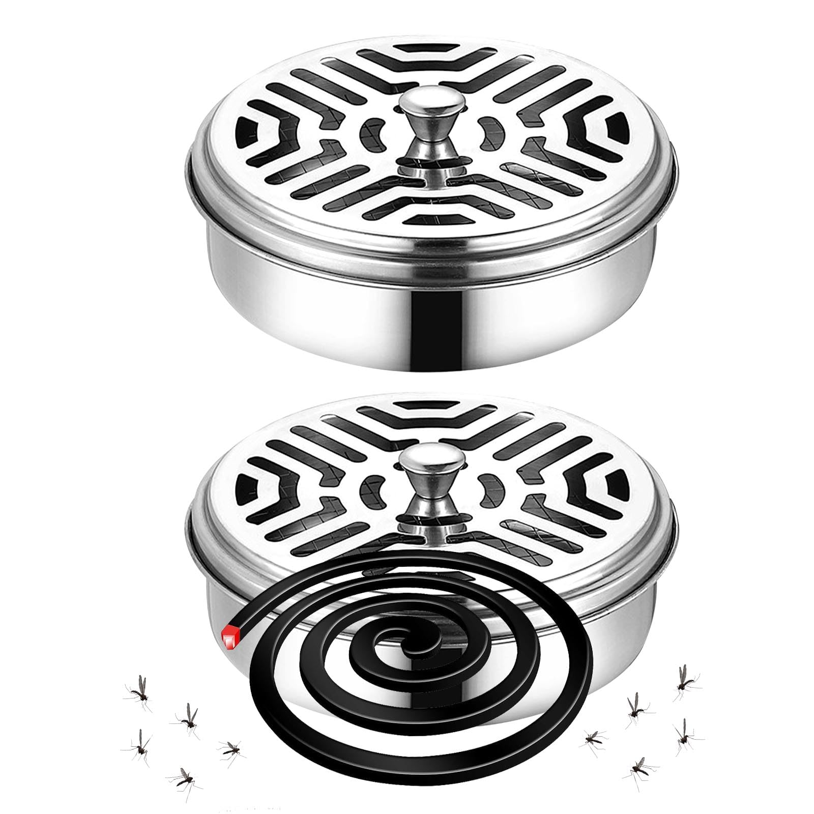 MUNSKT 2PCS Mosquito Coil Box, Stainless Steel Anti Mosquito Smoke ...