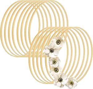 Amazon.com: SHUESS 15PCS 12 Inch Wooden Bamboo Floral Hoops Wreath ...