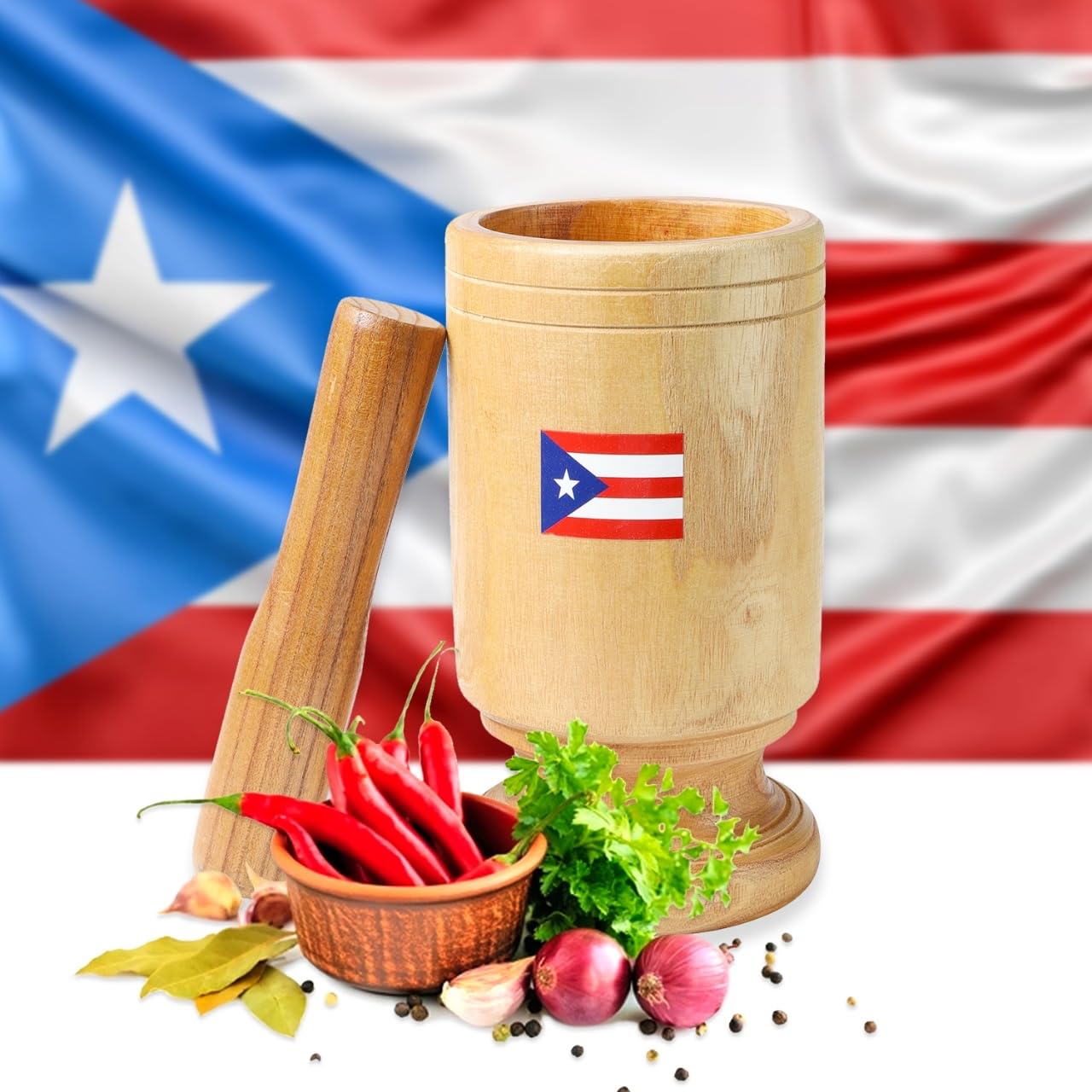Amazon.com: Puerto Rico Tall Size Wood Mortar & Pestle – Authentic ...