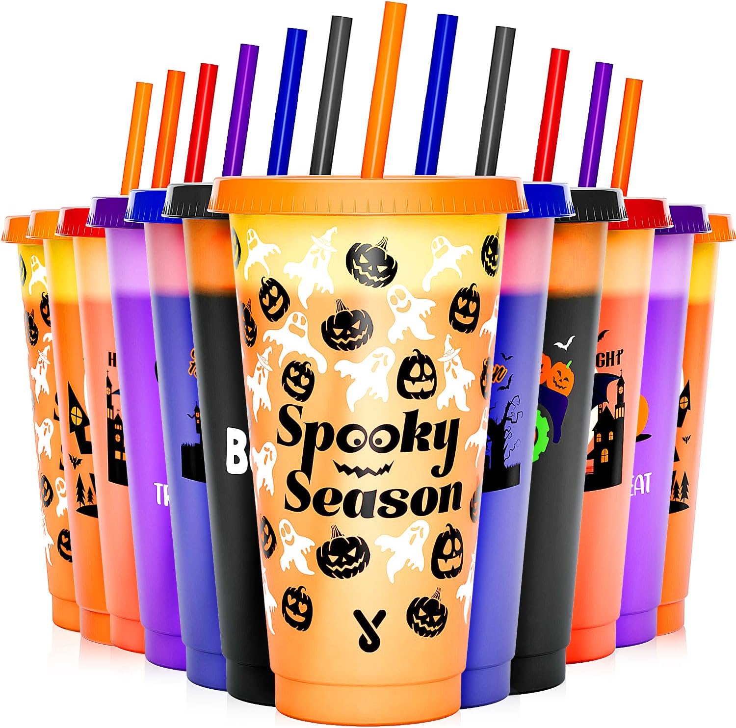 Amazon.com | Suttmin 24 Pcs Halloween Party Cups 16 oz Halloween ...