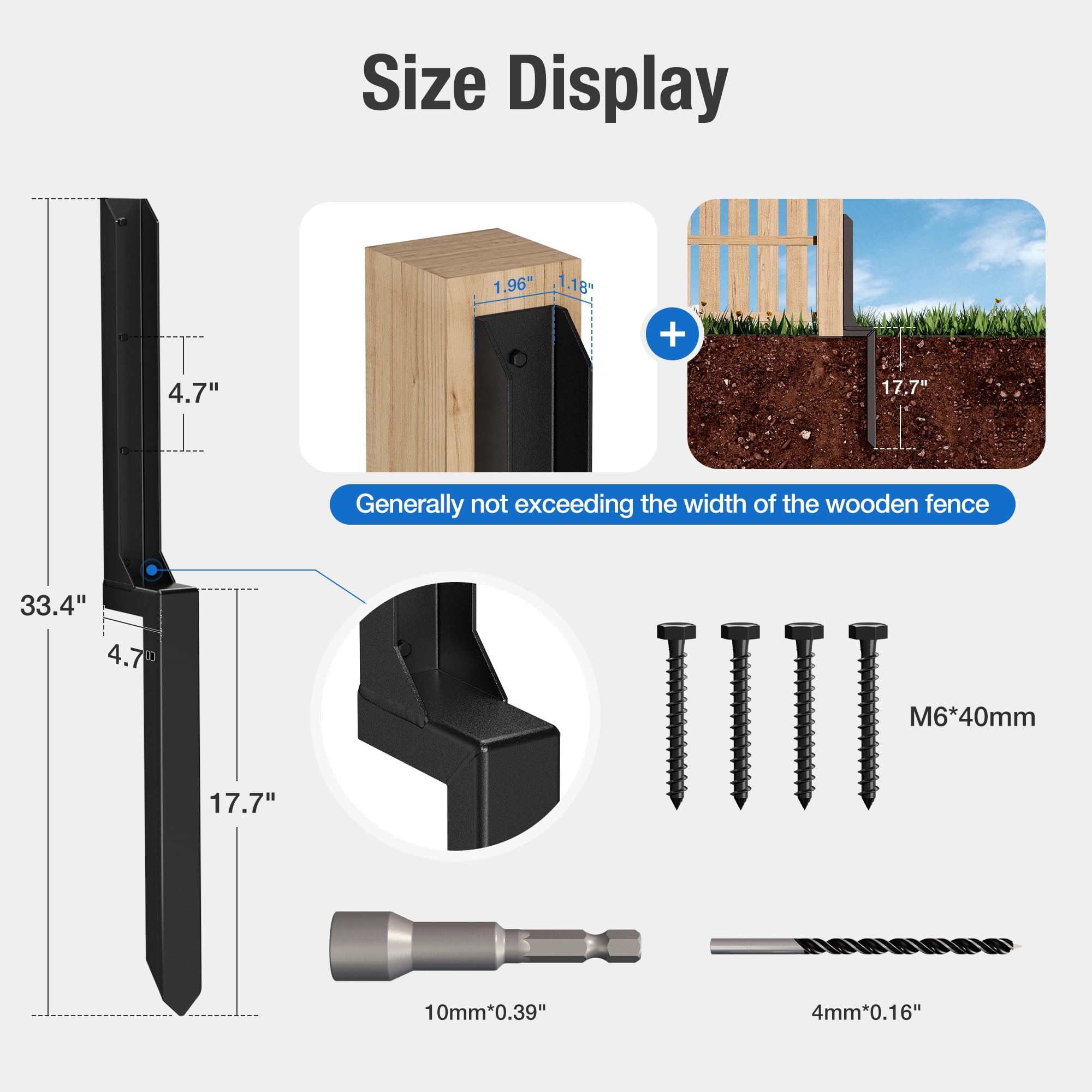 Snapklik.com : Thickened Steel Fence Post Repair Kit 6Pack, One-Piece ...