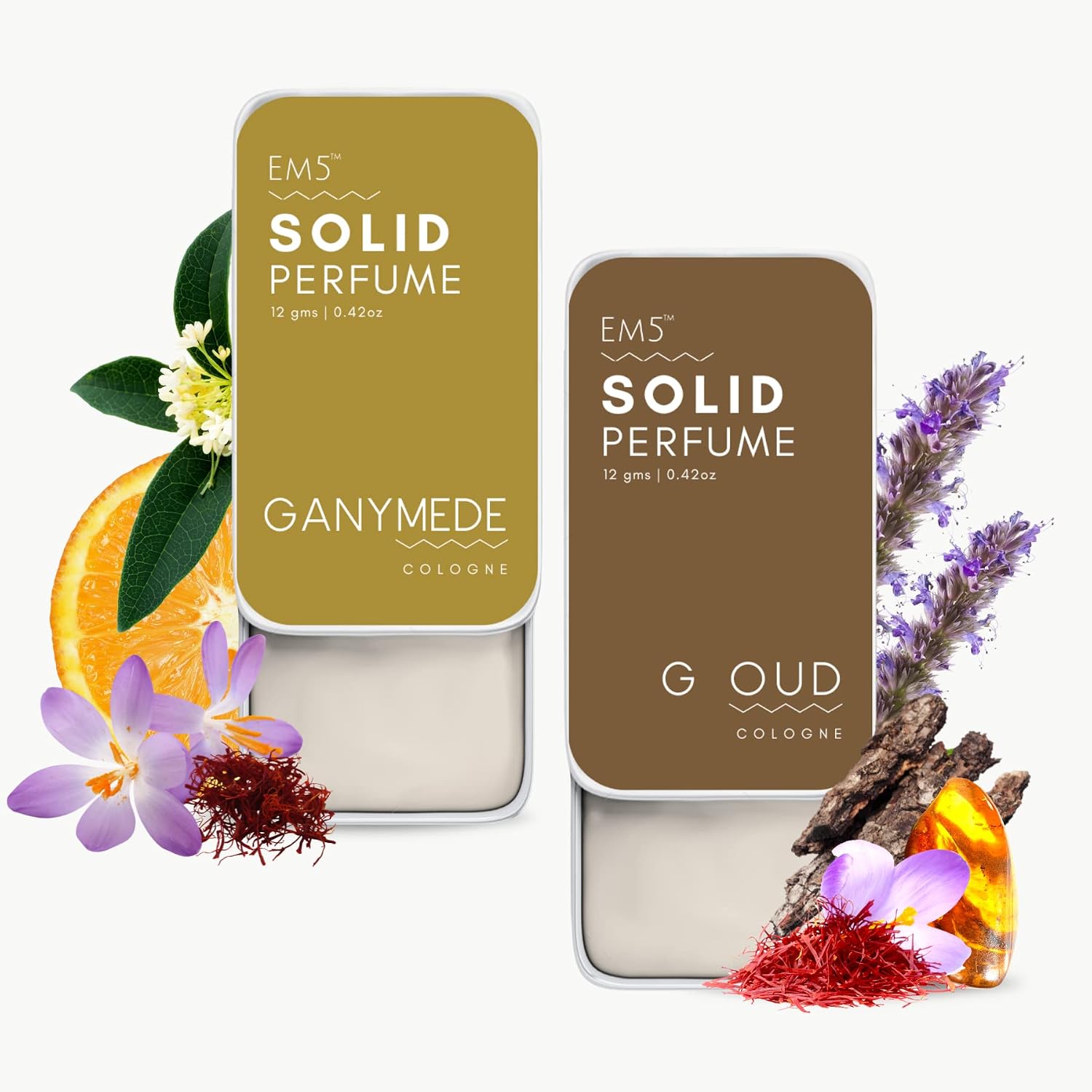 Buy Em5 Ganymede + G Oud (Set Of 2) Solid Perfume For Unisex, Strong ...