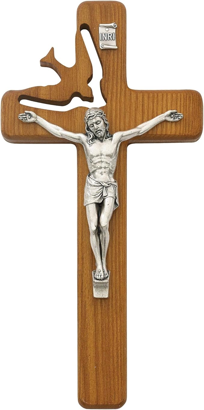 Amazon.com: McVan Holy Spirit Wood Crucifix - 8 inch : Home & Kitchen