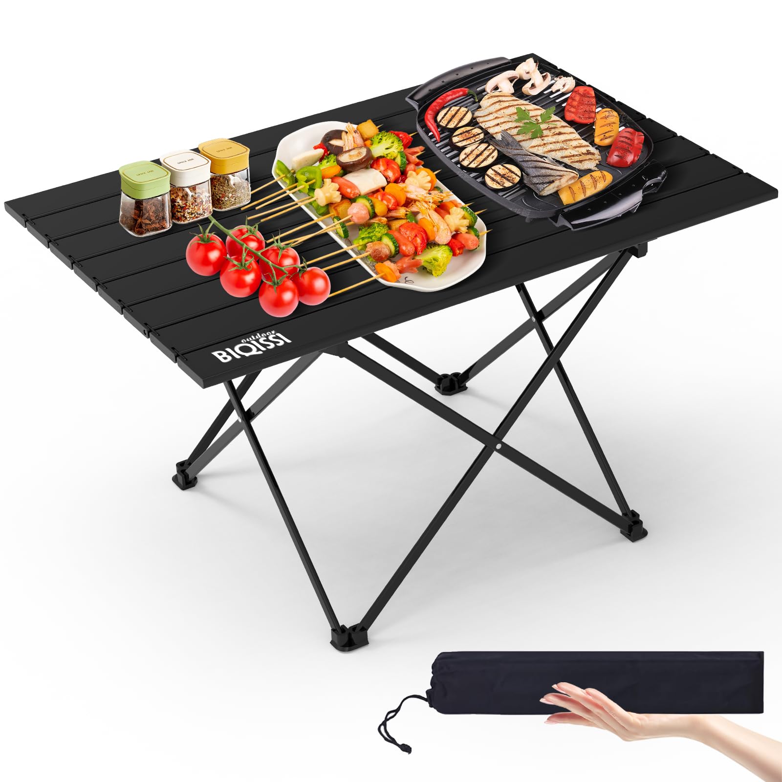 Amazon.com: Biqissi Portable Camping Table, Compact Camping Side Table ...