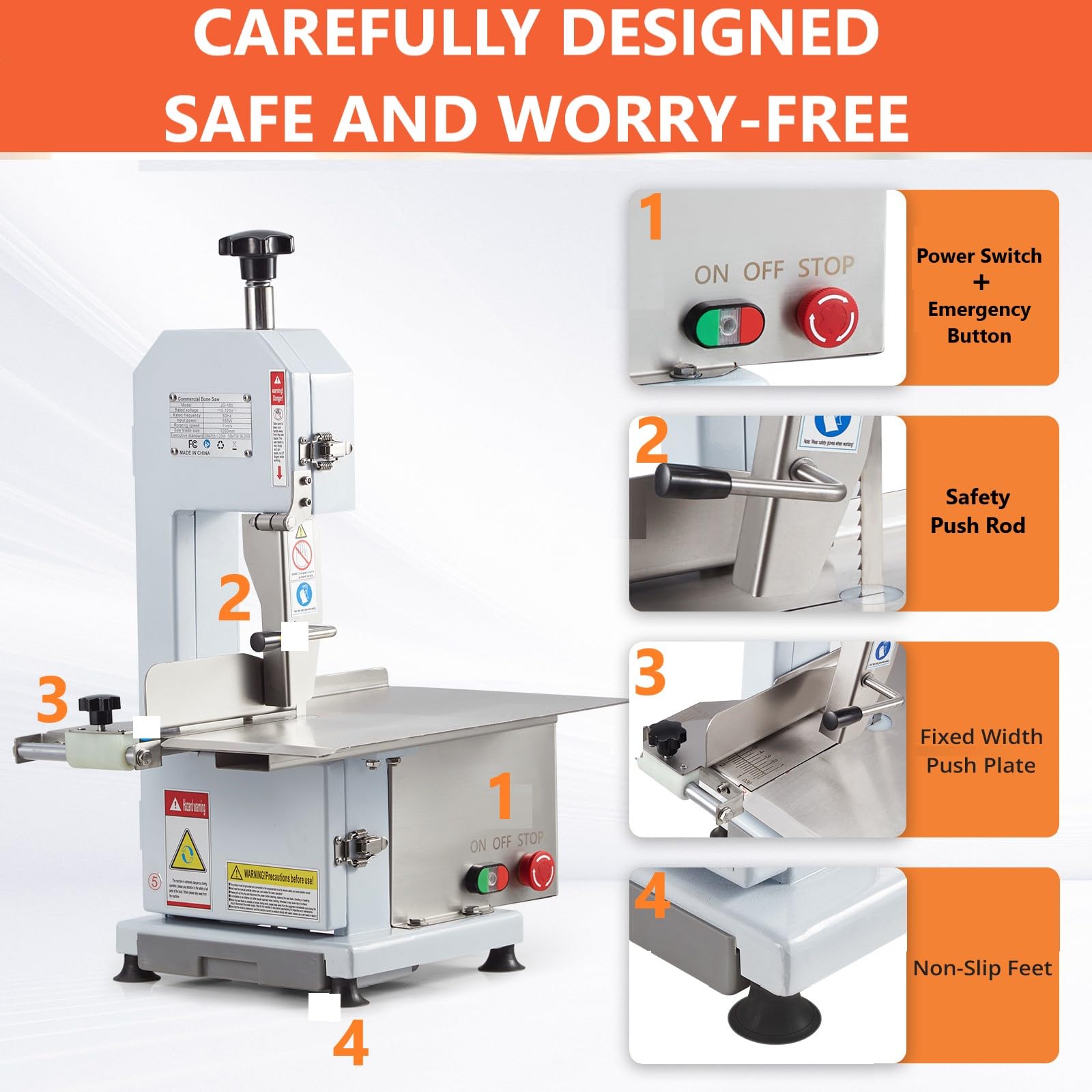 Meat Saw for Butchering, 550W Bone Saw Machine, 0.39?5.7 Inches Cutting ...