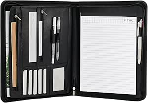 Amazon | VANRA パッドフォリオ ジッパー付き puレザー A4 ビジネス 収納ポケット 二つ折り 多機能バインダー カード 名刺 オーガナイザー タブレットスリーブ レターパッド ...