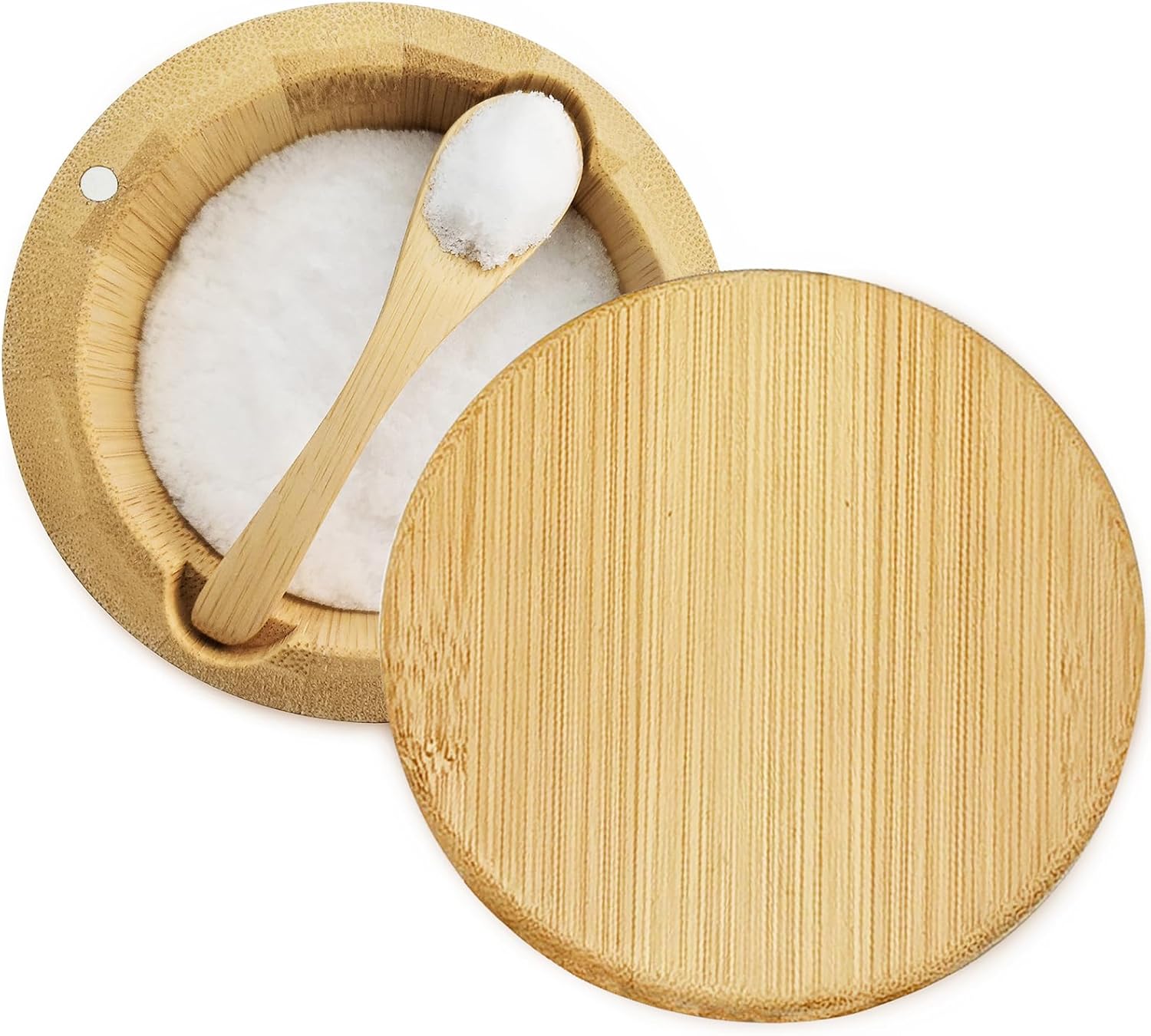 Amazon.com: ThougrLyh Salt Box with Lid and Spoon Bamboo Container ...