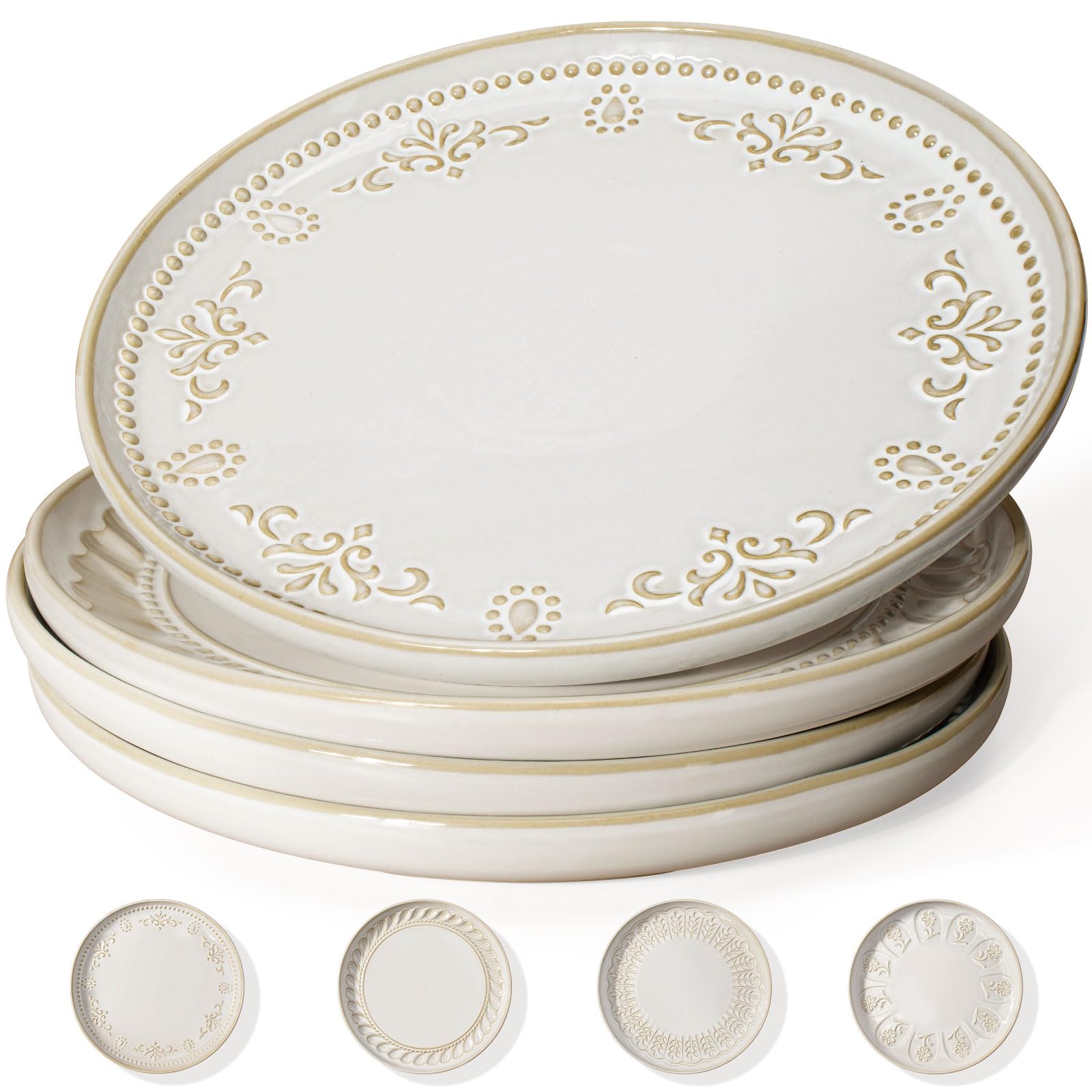 Amazon.com | Artena Large Ceramic Dinner Plates Set Of 4, 10.75 Inch ...