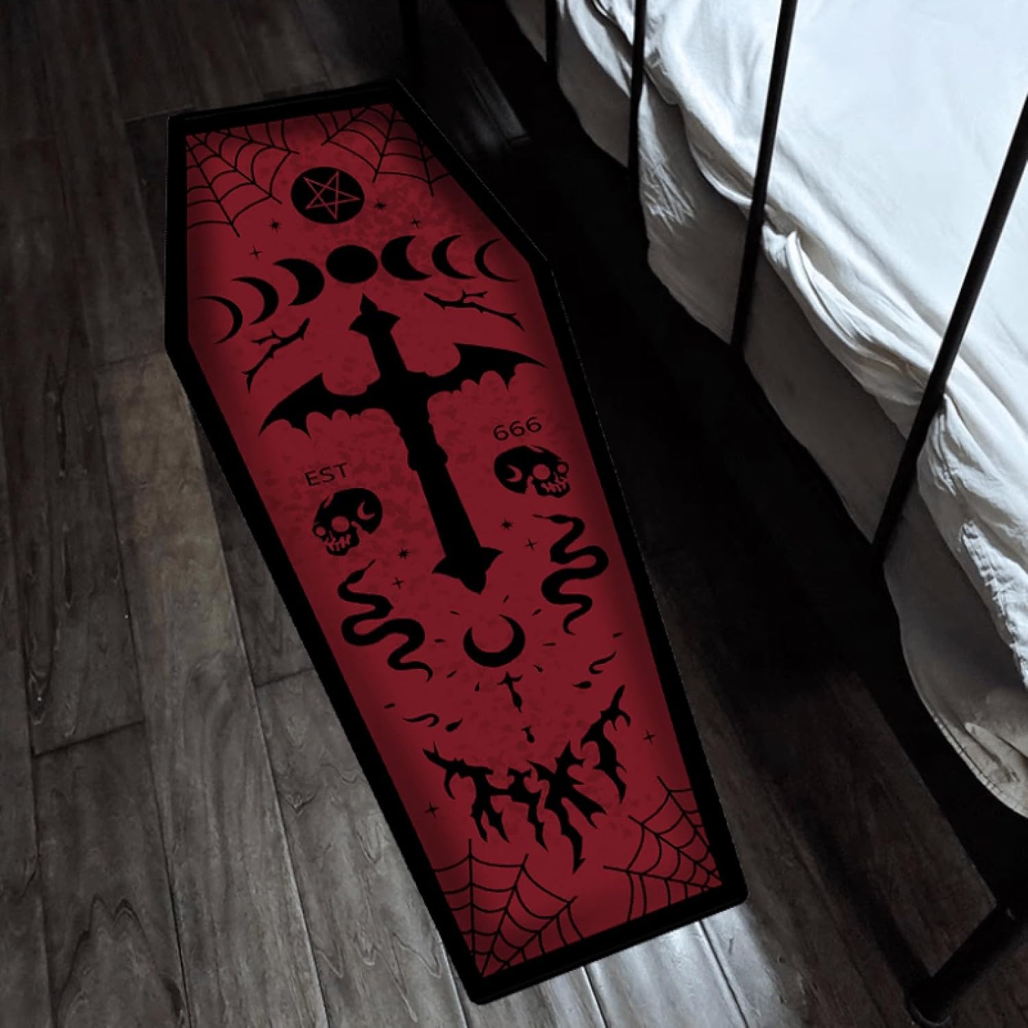 Amazon.com: Rvikurc Coffin Halloween Bathroom Rug, Non Slip Black ...