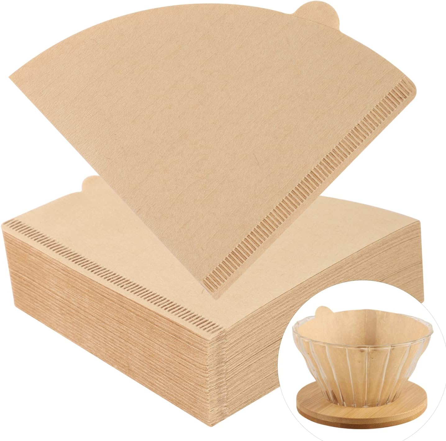 Coffee Filter Papers 140 Pcs Unbleached Compatible with Size 02 Filter ...