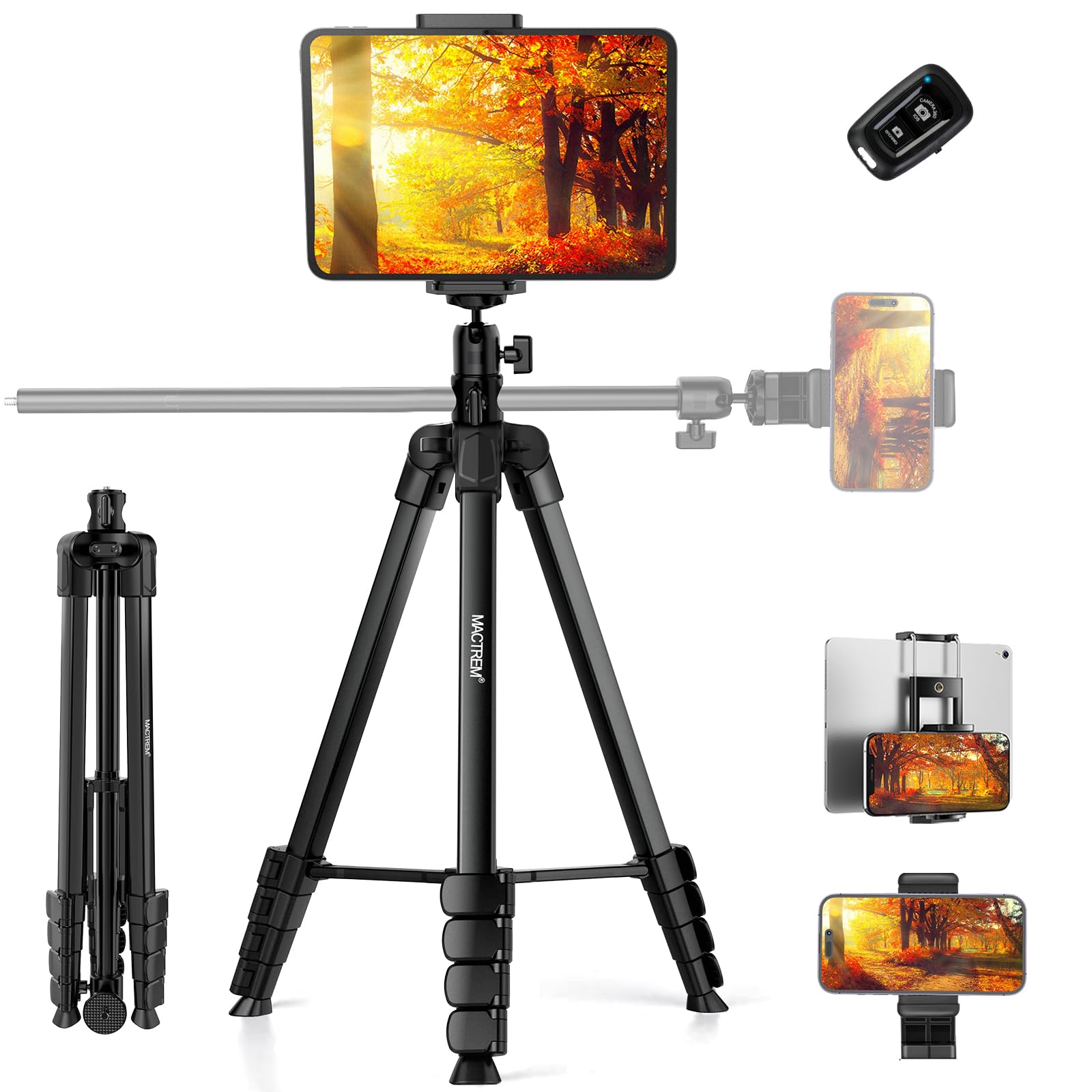 Amazon.com: MACTREM Phone Tripod with Selfie Stick, 70" Horizontal ...