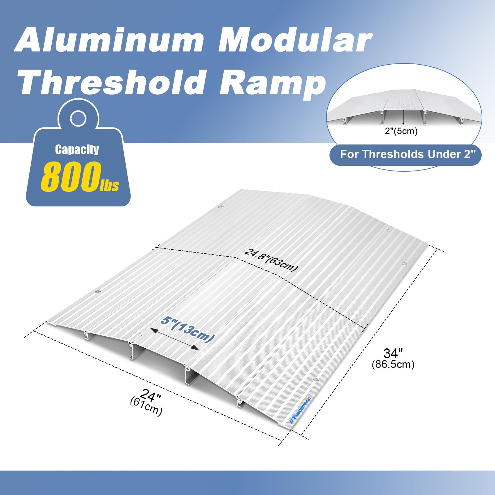 Snapklik.com : 2" Rise Bridge Threshold Ramp, 34" Wide Modular Aluminum ...