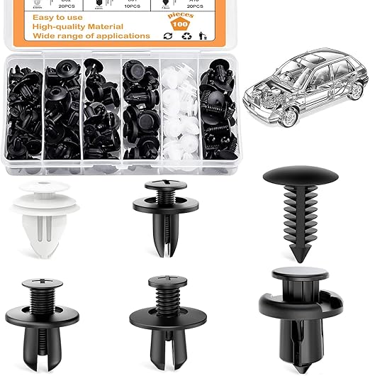 Jormftte 100 PCS Car Fixing Clips, 6 Types Car Body Trim Clips, Car ...