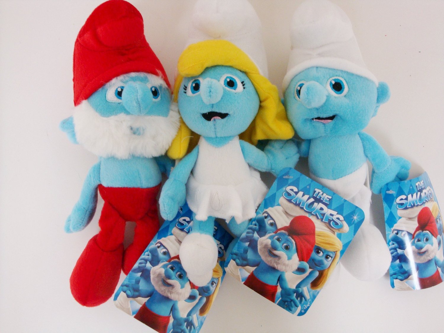 The Smurfs 13" Deluxe Plush Figure Set - 3 Piece Sets Includes Papa ...