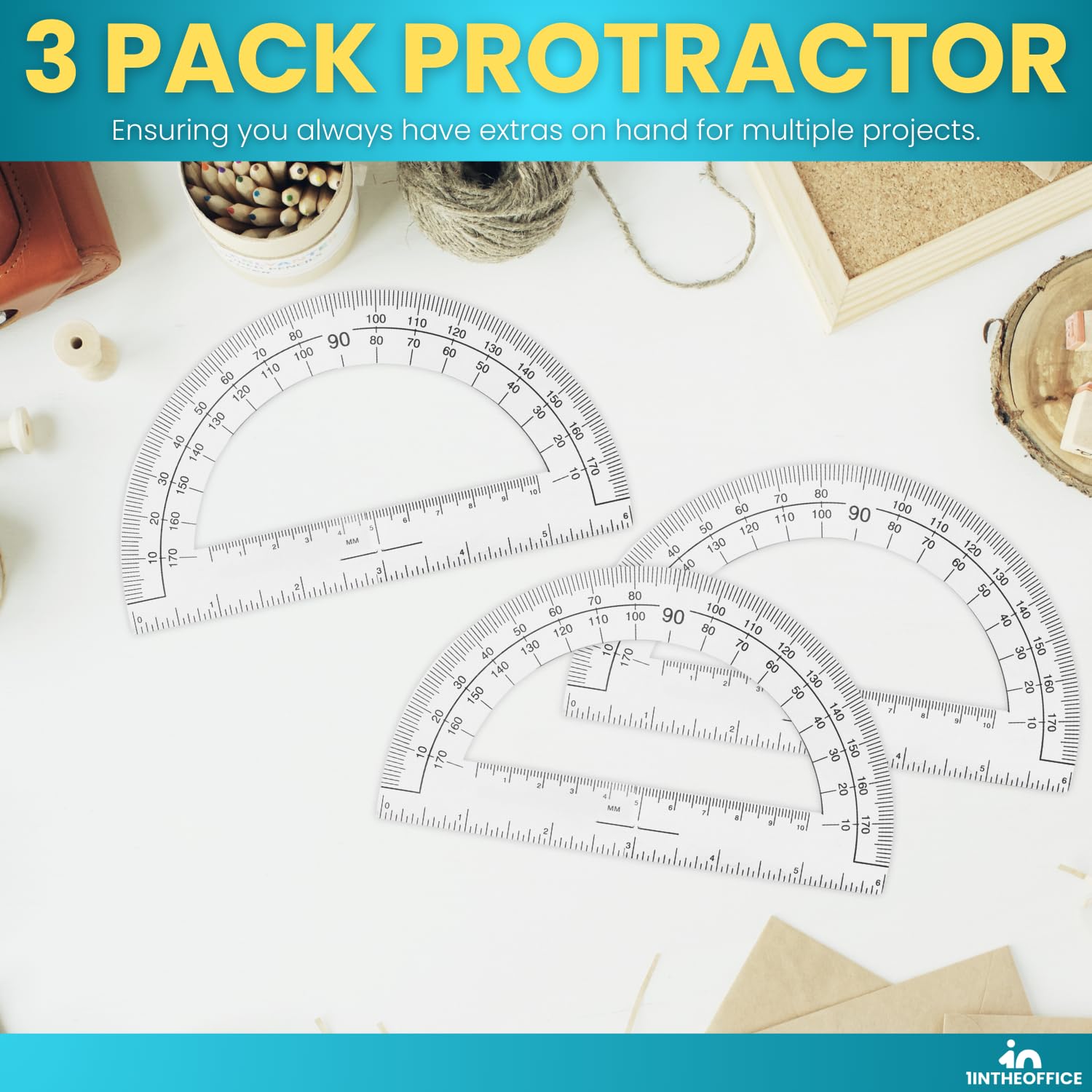 Snapklik.com : 1InTheOffice Plastic Protractor, Math Protractors ...