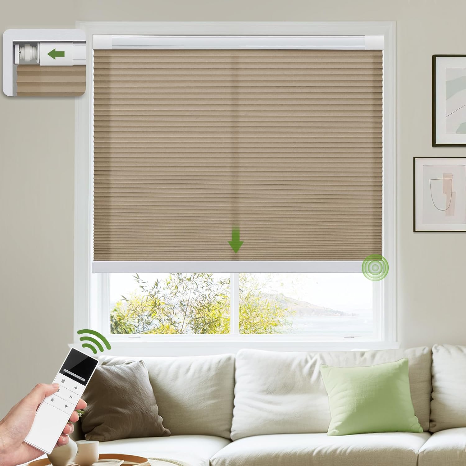 Amazon.com: MiLin No Drill Motorized Cellular Shades for Home Cordless ...