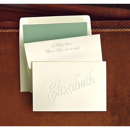 Amazon.com : Personalized Classic Frame Monogram Note - Embossed (Ivory ...