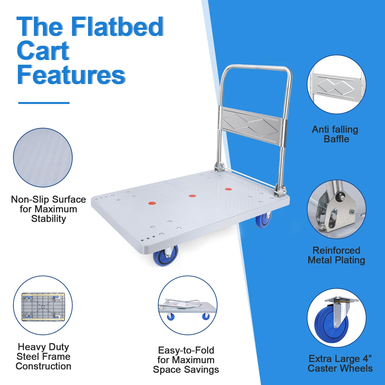 Snapklik.com : Terkoos Foldable Push Hand Cart, 500lb Weight Capacity ...