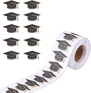 Amazon.com : 500pcs Glitter Graduation Cap Stickers, Black Graduation ...