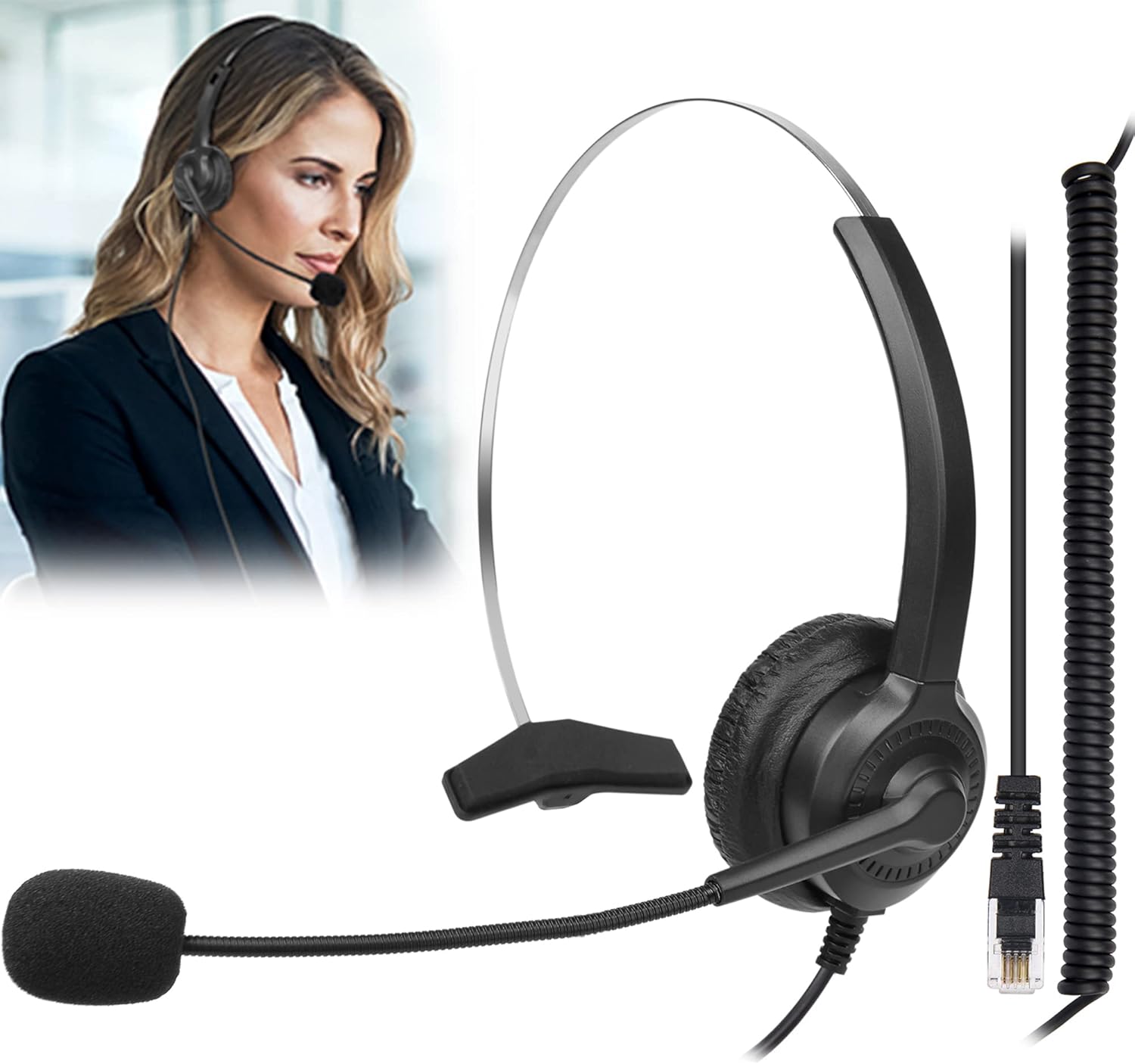 Amazon.com: Voistek Phone Headset RJ9 for Office Phones, with ...
