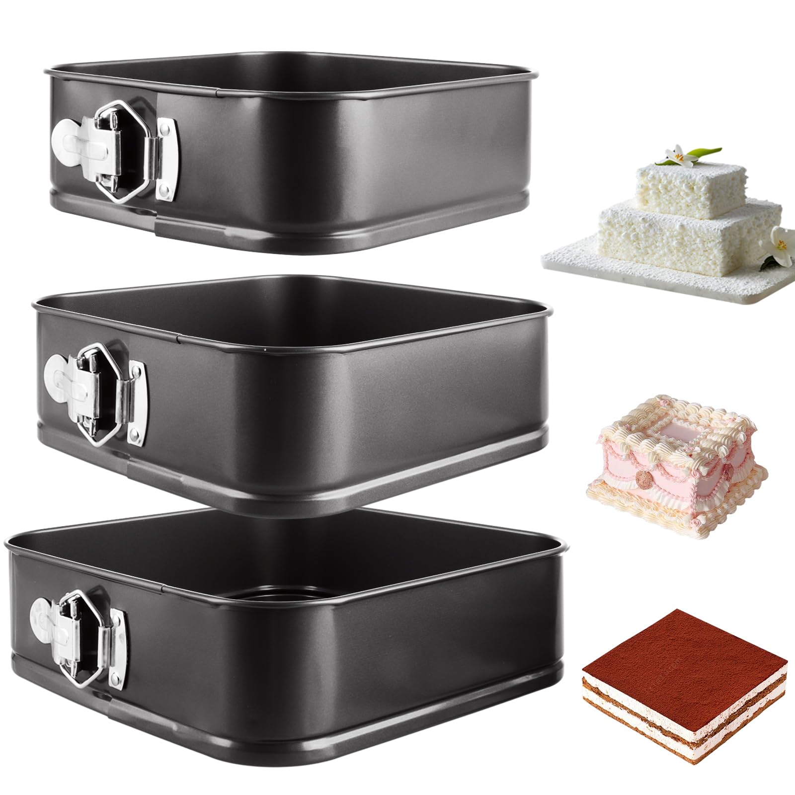 Amazon.com: GBACHOOSE 3PCS Square Springform Pan with Removable Bottom ...