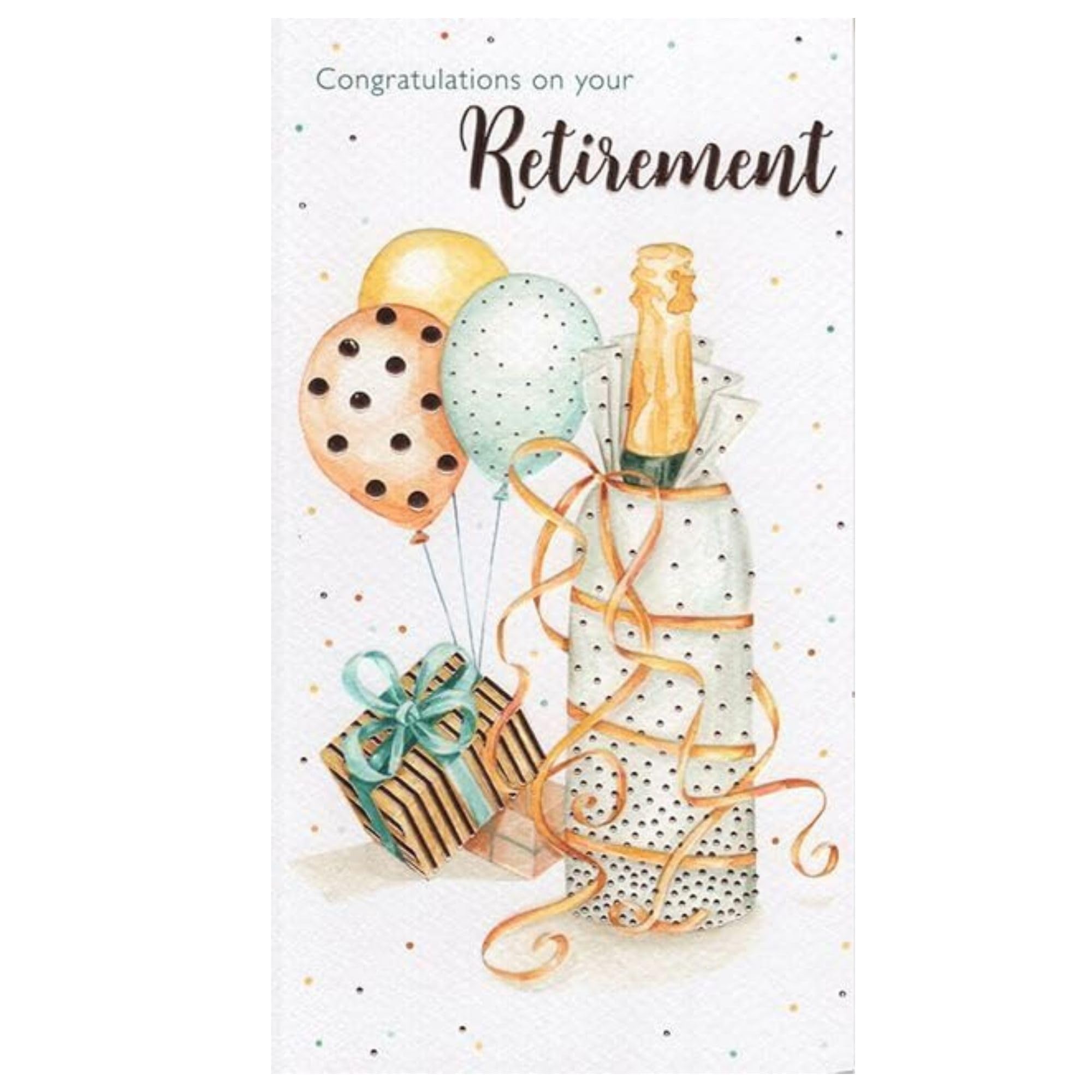 Retirement Congratulations Card - Champagne and Balloons Design - Made ...