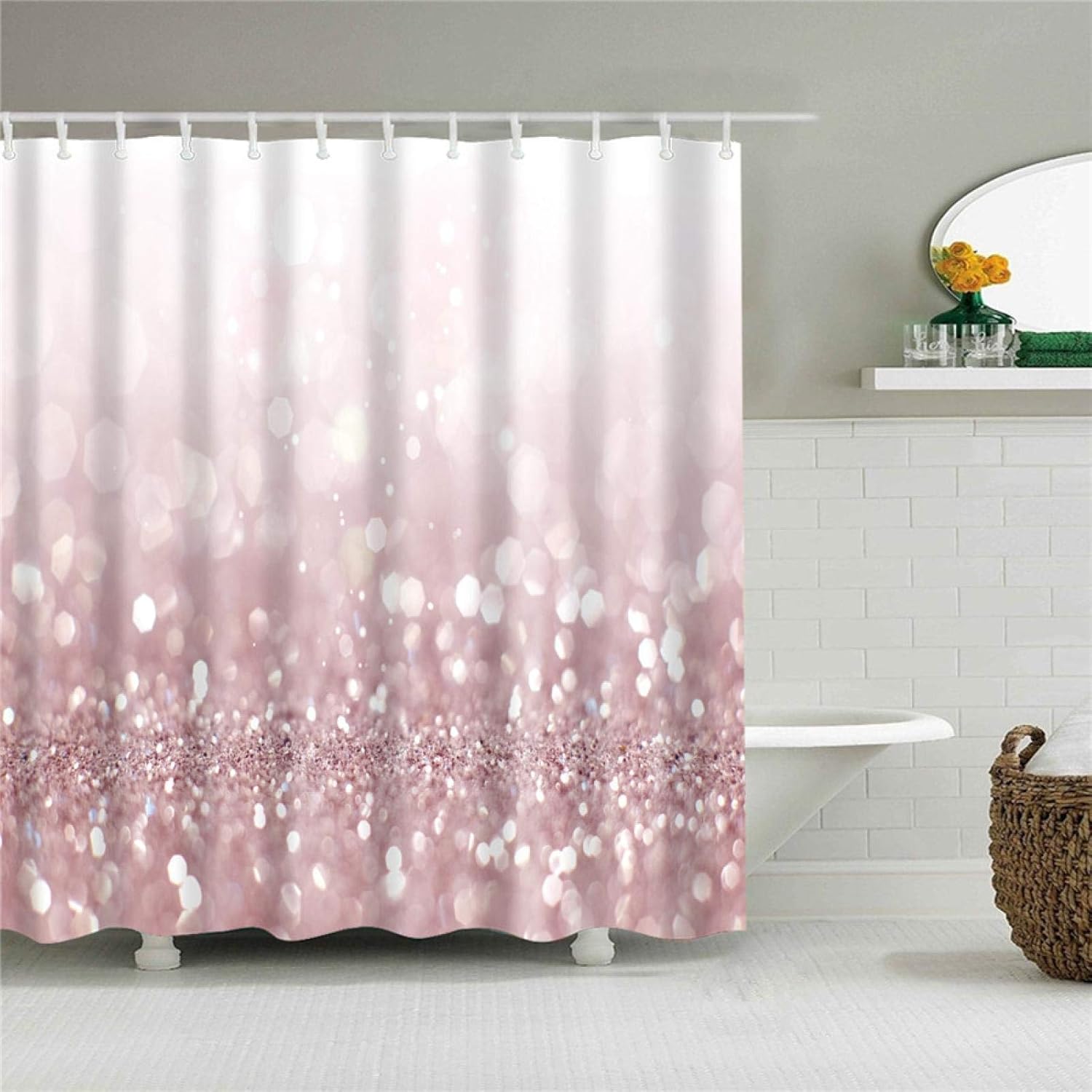 Yayun Art Pink Glitter Shower Curtains For Bling Bath