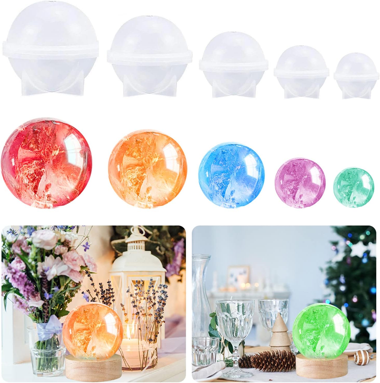 Amazon.com: Vctitil 3 Pcs Mini Sphere Resin Mould Silicone Sphere Molds ...