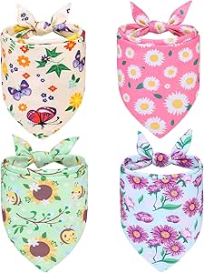 Amazon.com : PUPTECK Summer Dog Bandanas 4pcs Outfit - Spring Soft Costume Pet Triangle Bibs ...