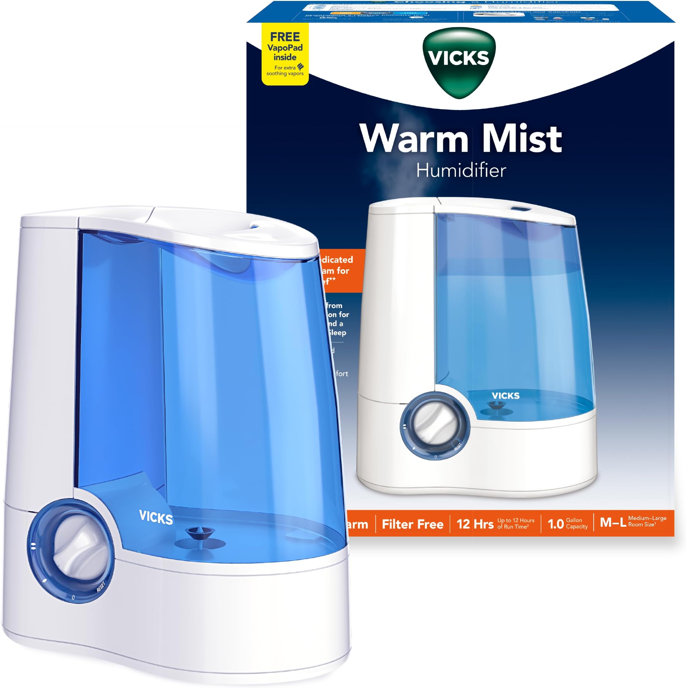 Amazon.com: Vicks Warm Mist Humidifier - Air Humidifier for Bedroom ...